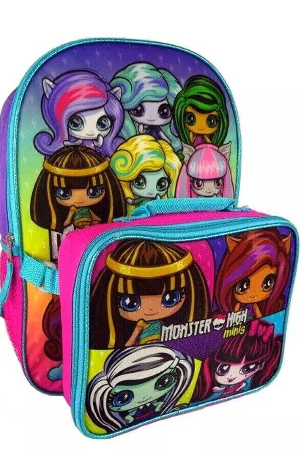Monster High School Kids Bookbag Backpack & Detachable Lunchbox Set ...