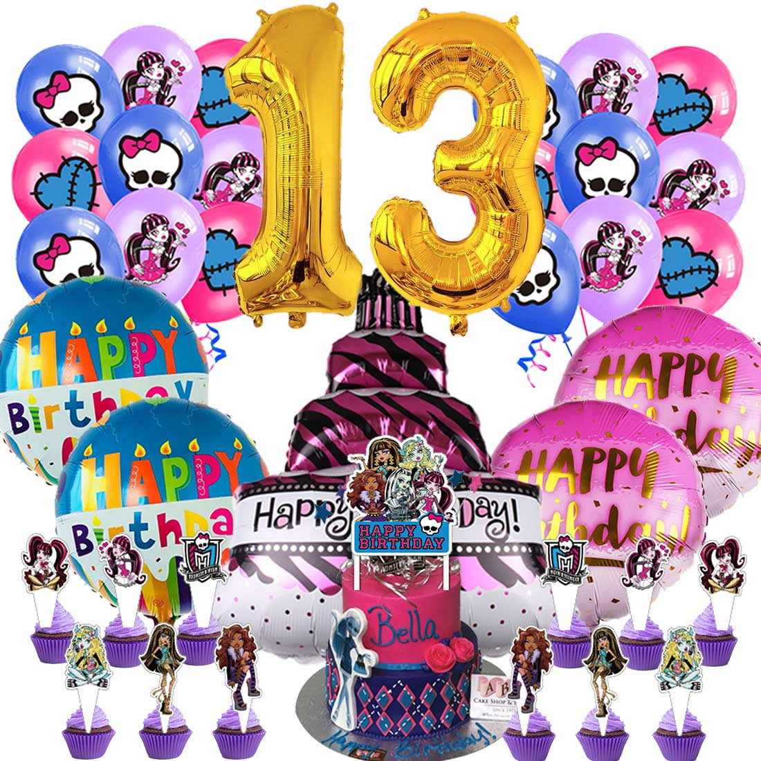 Monster High Party Supplies 13th Decor Kit Balloons Birthday Cake ...