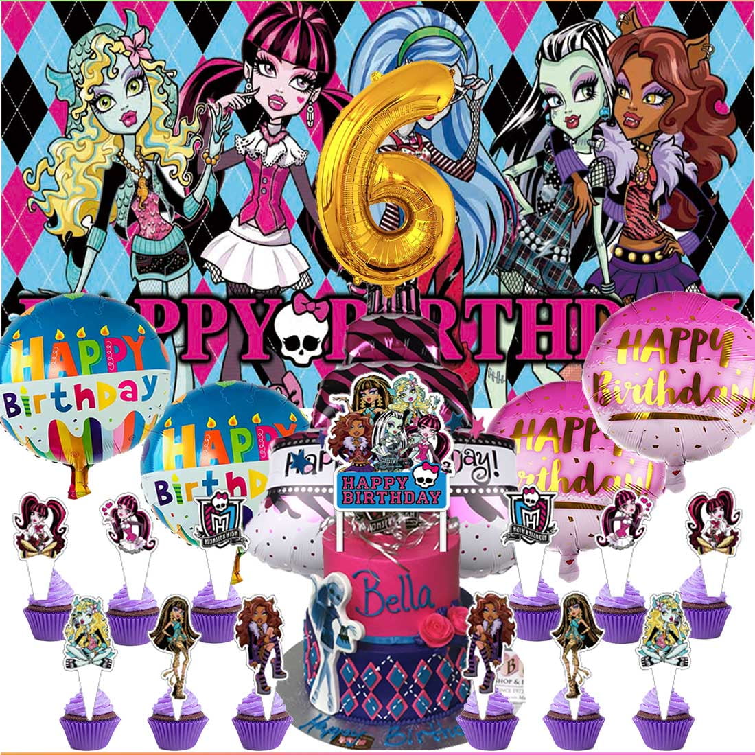 Monster High Party Supplies Decor 6th Kit Balloons Birthday Cake Topper ...