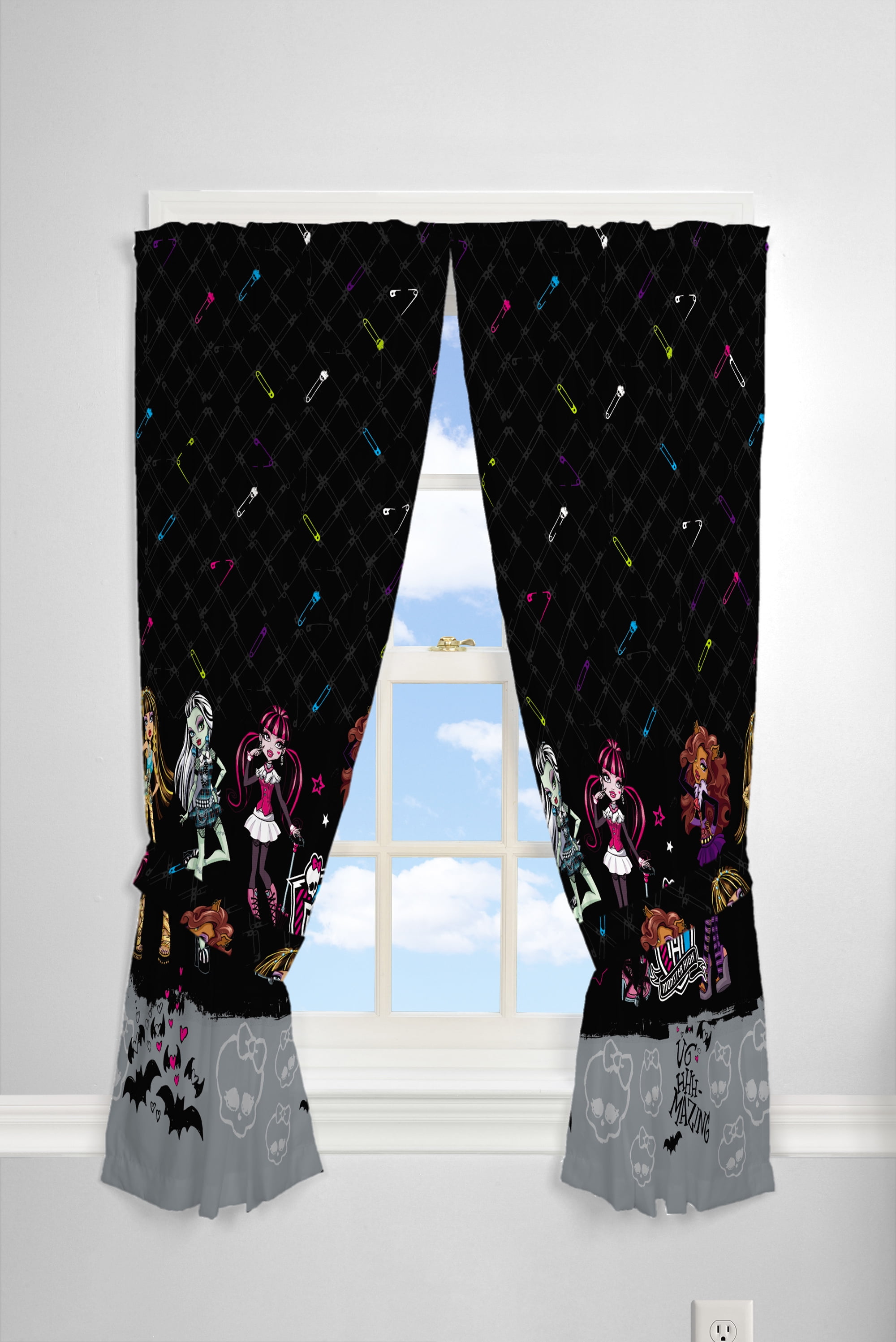 Monster High Pins and Needles Girls Bedroom Curtain Panel, 63" in L ...