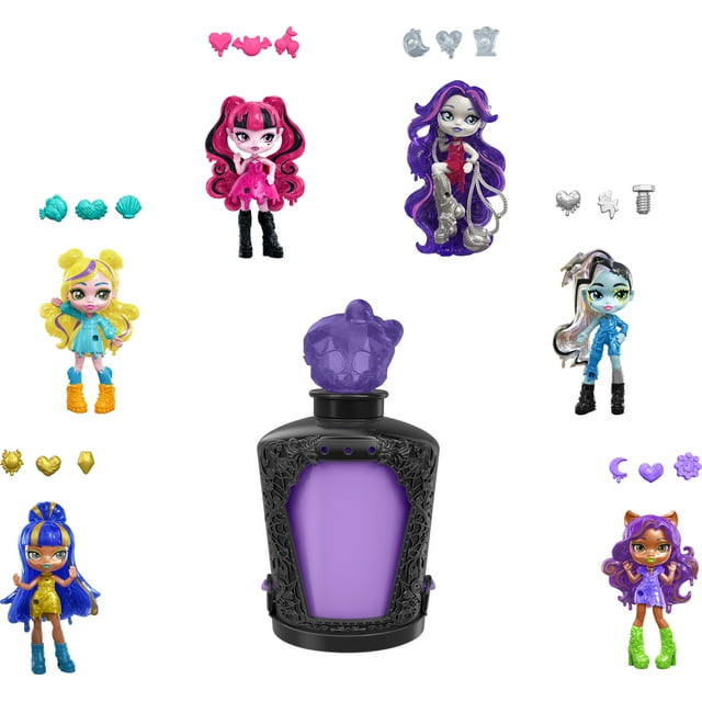 Monster High Potions Mini Dolls, Surprise Character Figures with Water ...