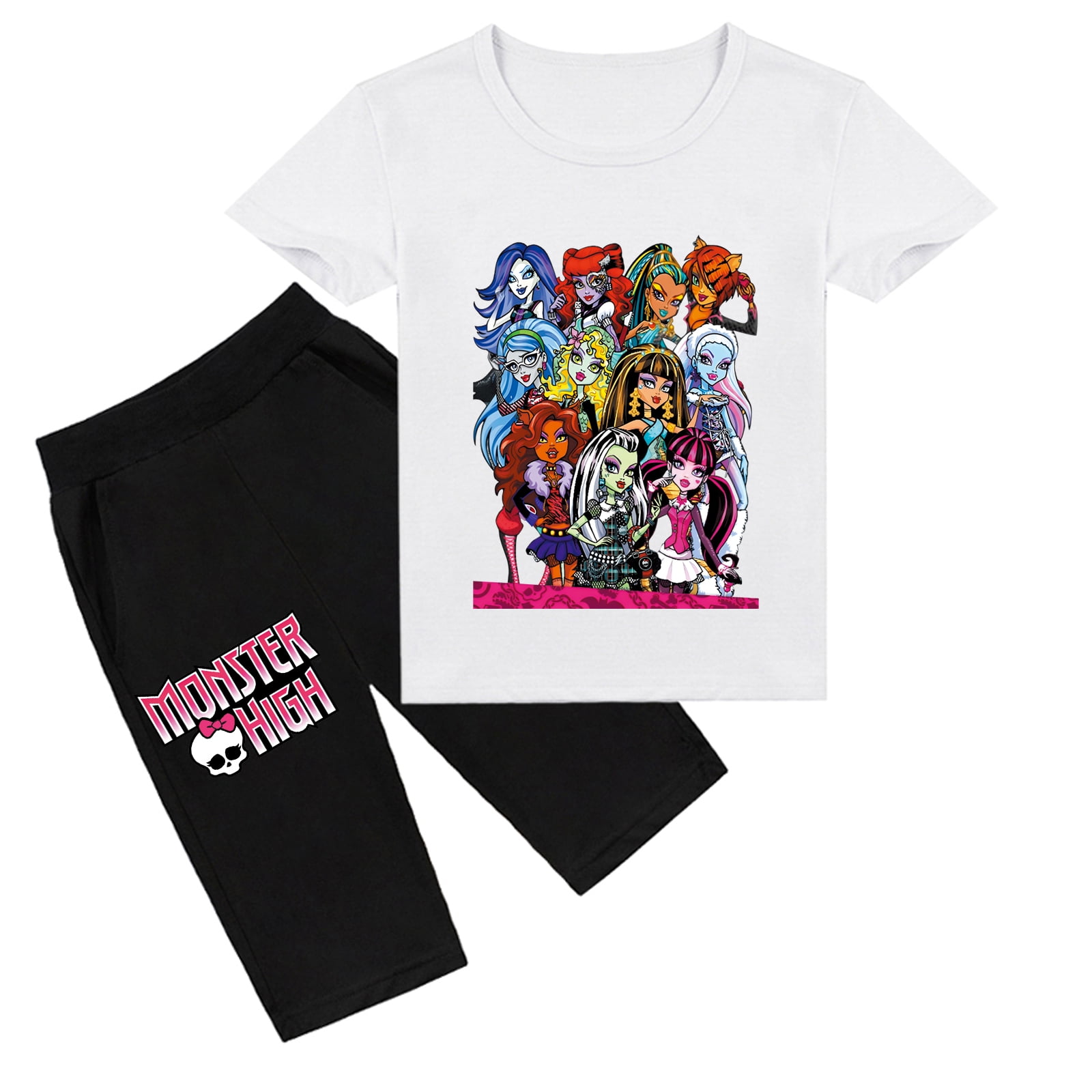 Monster High Printed Cotton Set: Short Sleeve T-shirt and Shorts for ...