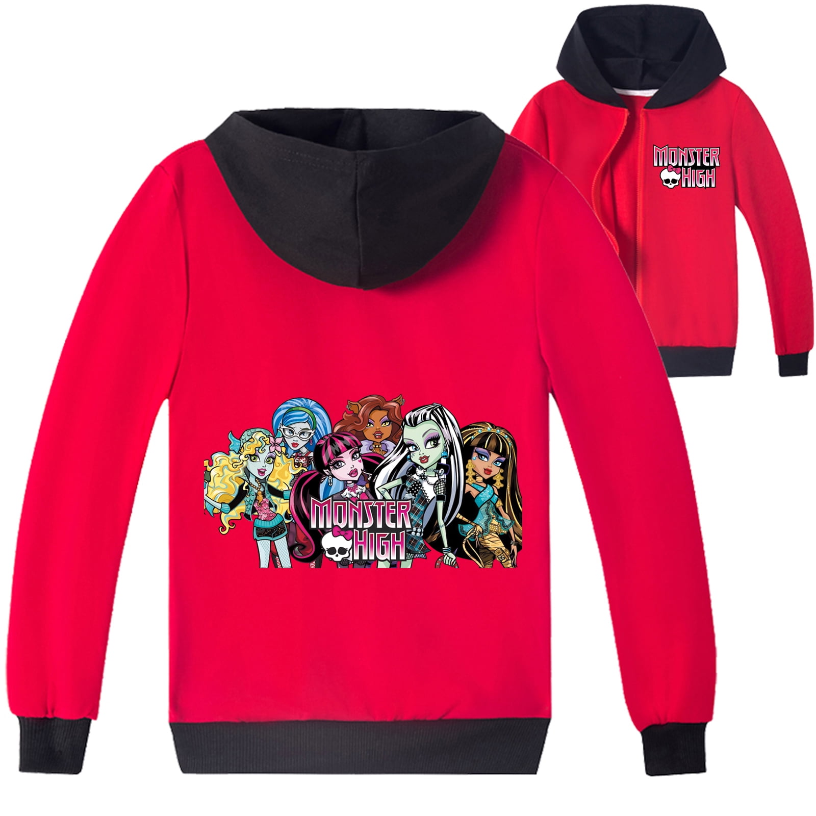 Monster High Printed Hooded Outerwear Zipper Jacket for Children ...