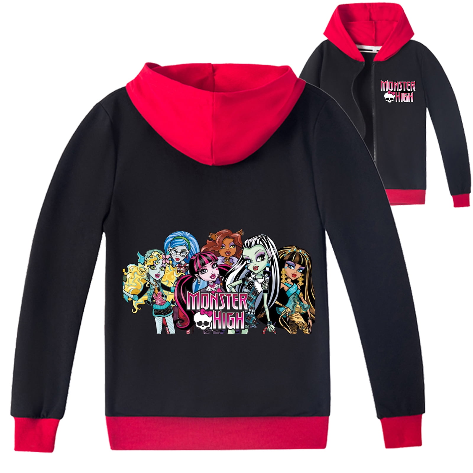 Monster High Printed Hooded Outerwear Zipper Jacket for Children ...