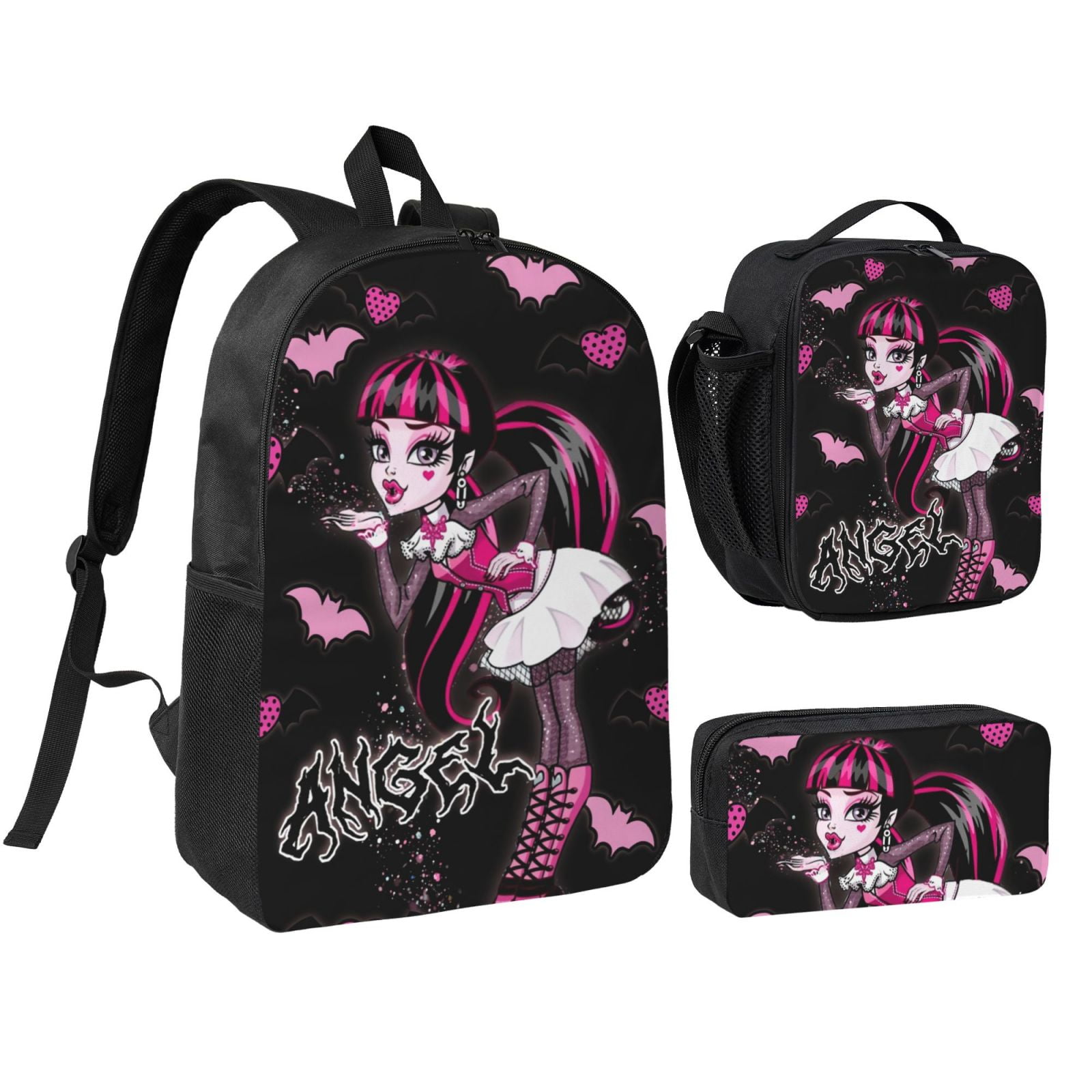 Monster High School Backpack 3 Piece Set, 3D Printed Lightweight High ...
