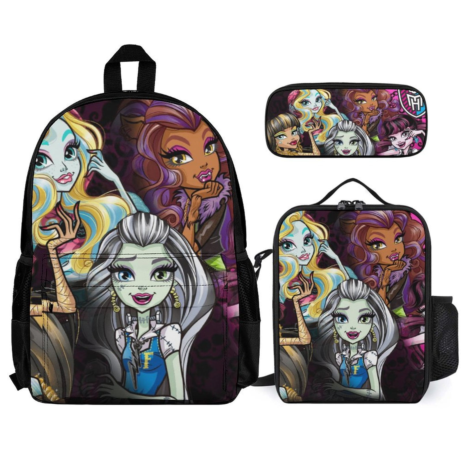 Monster High Schoolbag 3-Pieces Set With Pencil Case Lunch Bag Backpack ...