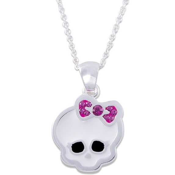 Monster High Sterling Silver Skull Pendant Necklace with Red Bow, 18 ...