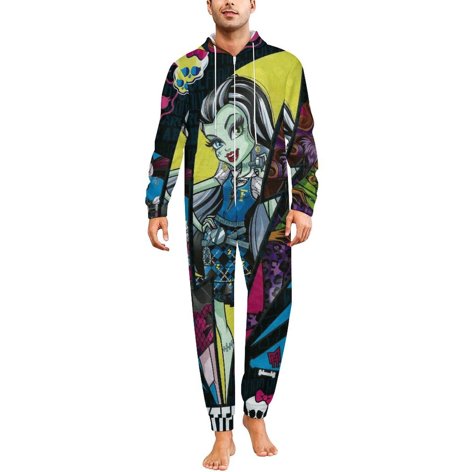 Monster High Unisex Onesie Pajamas Zipper Jumpsuit Hooded One Piece ...