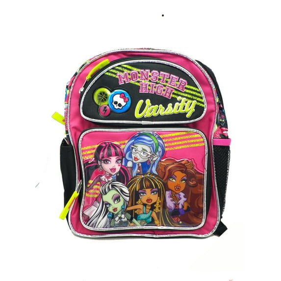 "Monster High Small Backpack - Kids Bookbag, Black Varsity 12"" School ...