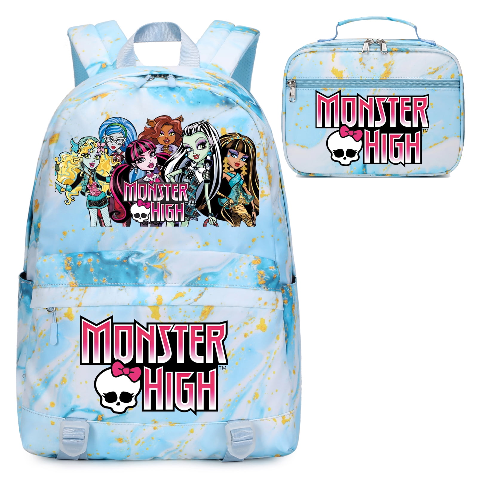 Monster High Waterproof Backpack Insulated Pouch Set For Travel School ...