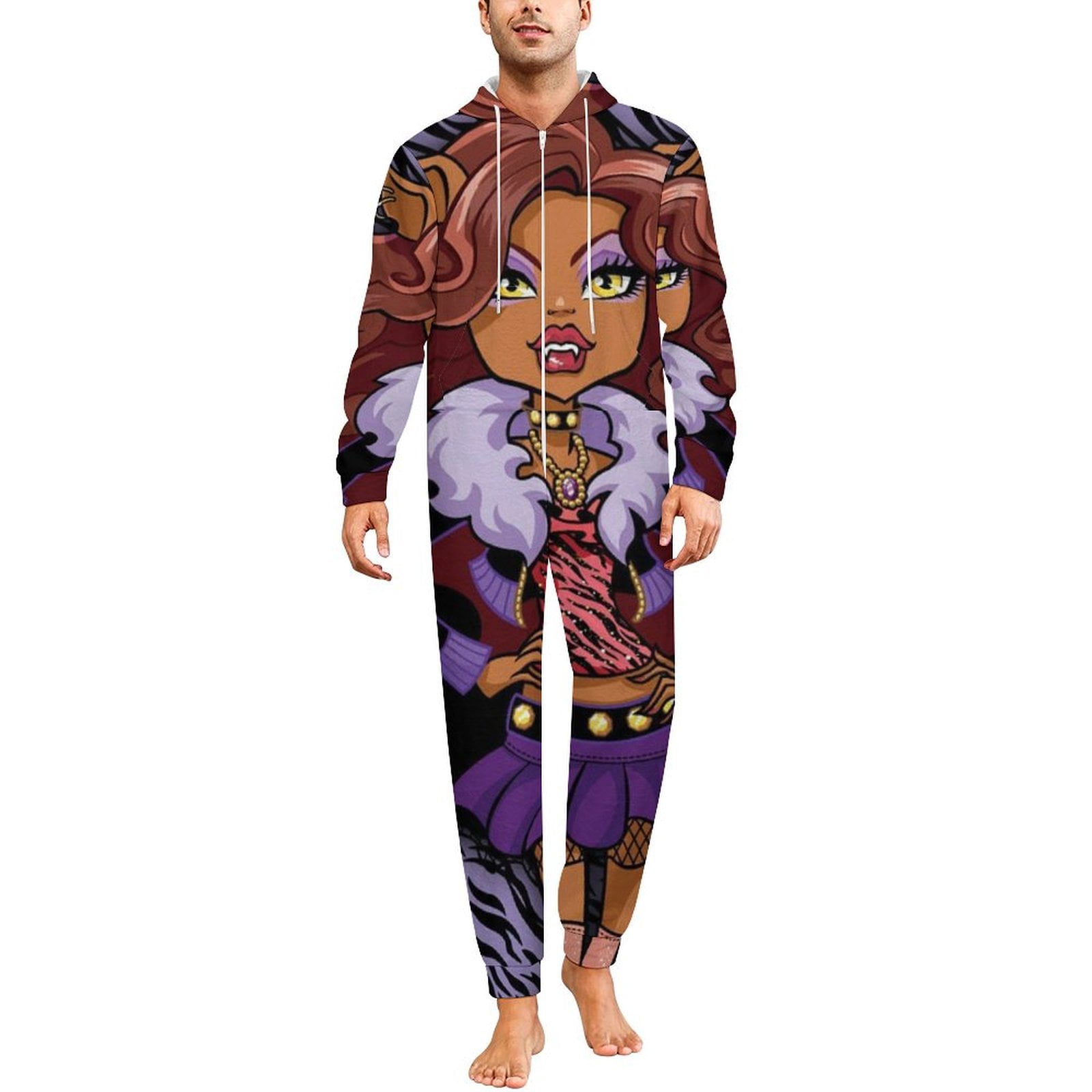 Monster High Women Men Pajamas Zipper Onesie Jumpsuit Hooded One Piece ...