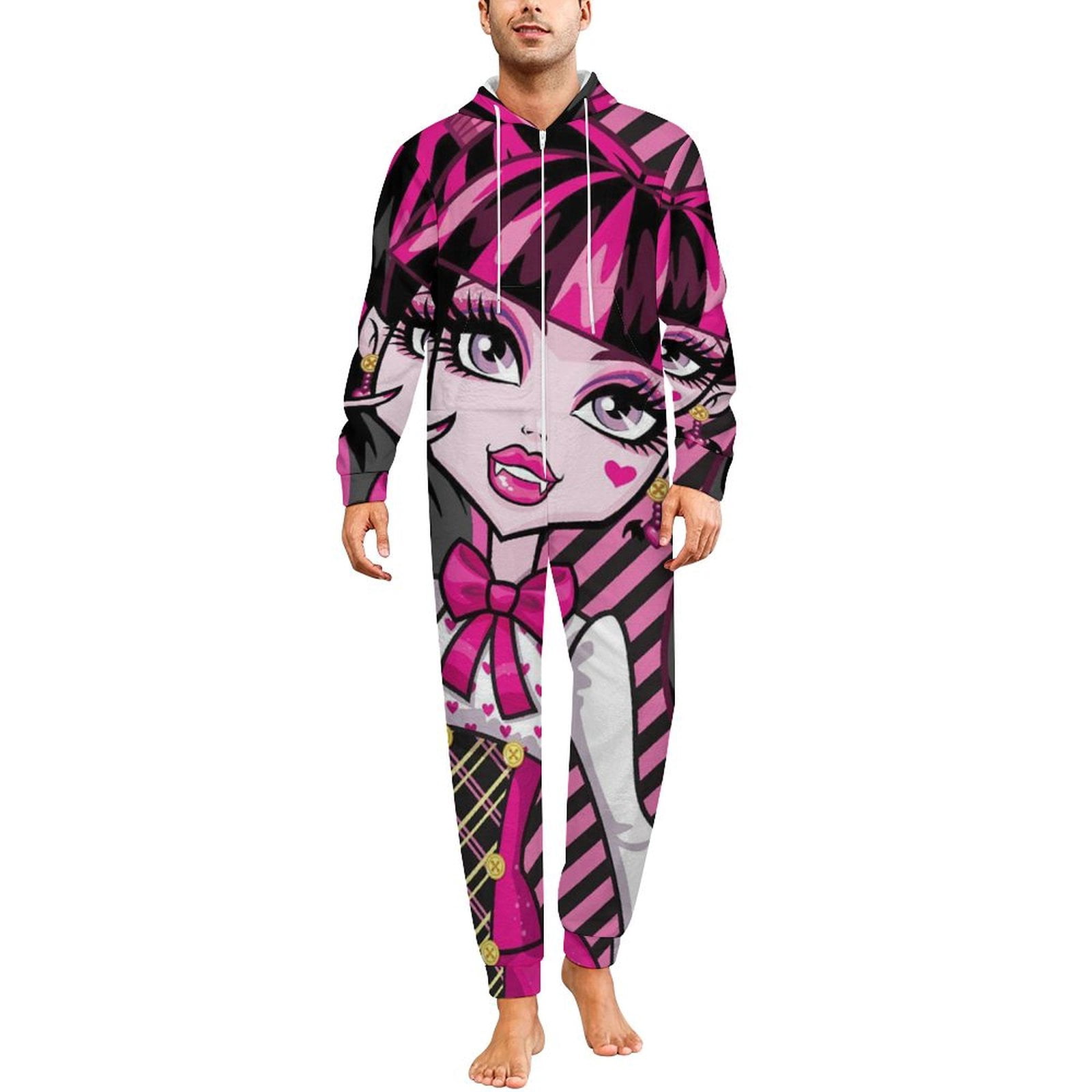 Monster High Women Men Pajamas Zipper Onesie Jumpsuit Hooded One Piece ...