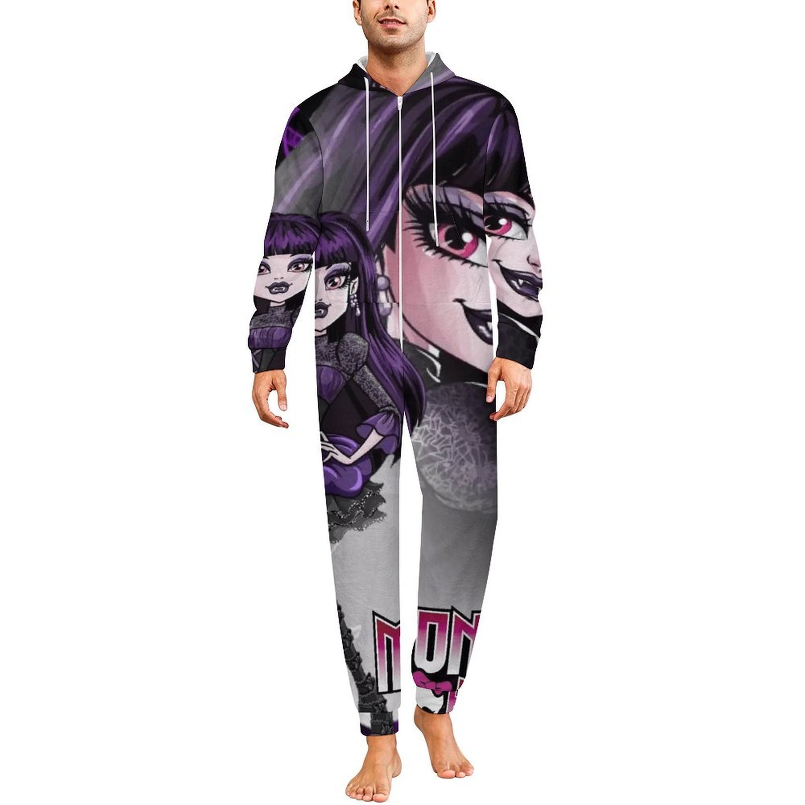 Monster High Women Men Pajamas Zipper Onesie Jumpsuit Hooded One Piece ...