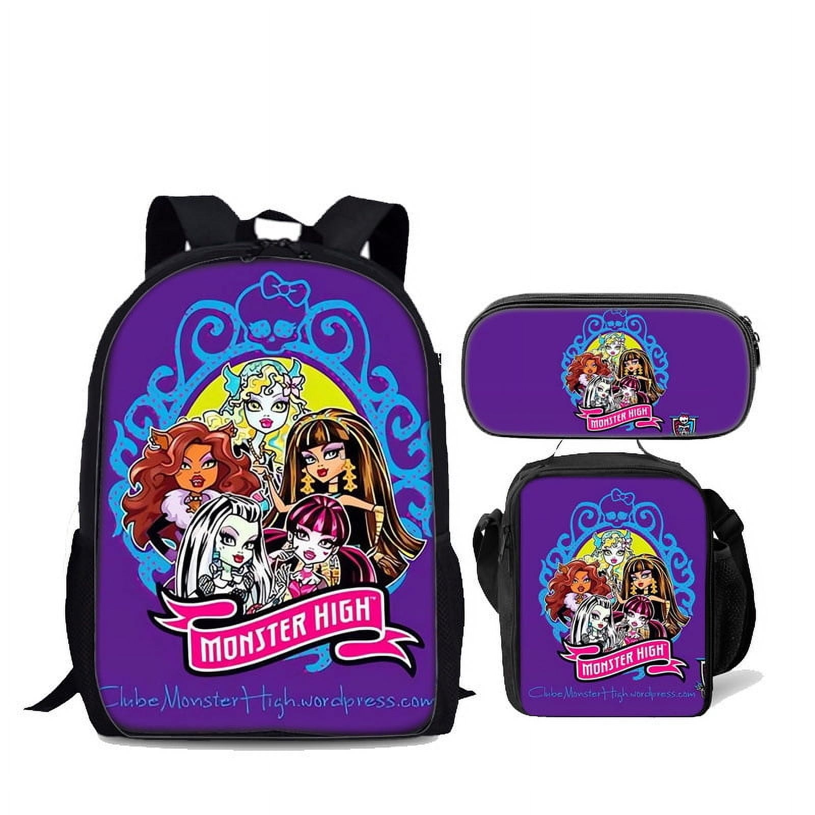 Monster High backpack 3 piece set anime cartoon laptop bags for unisex ...