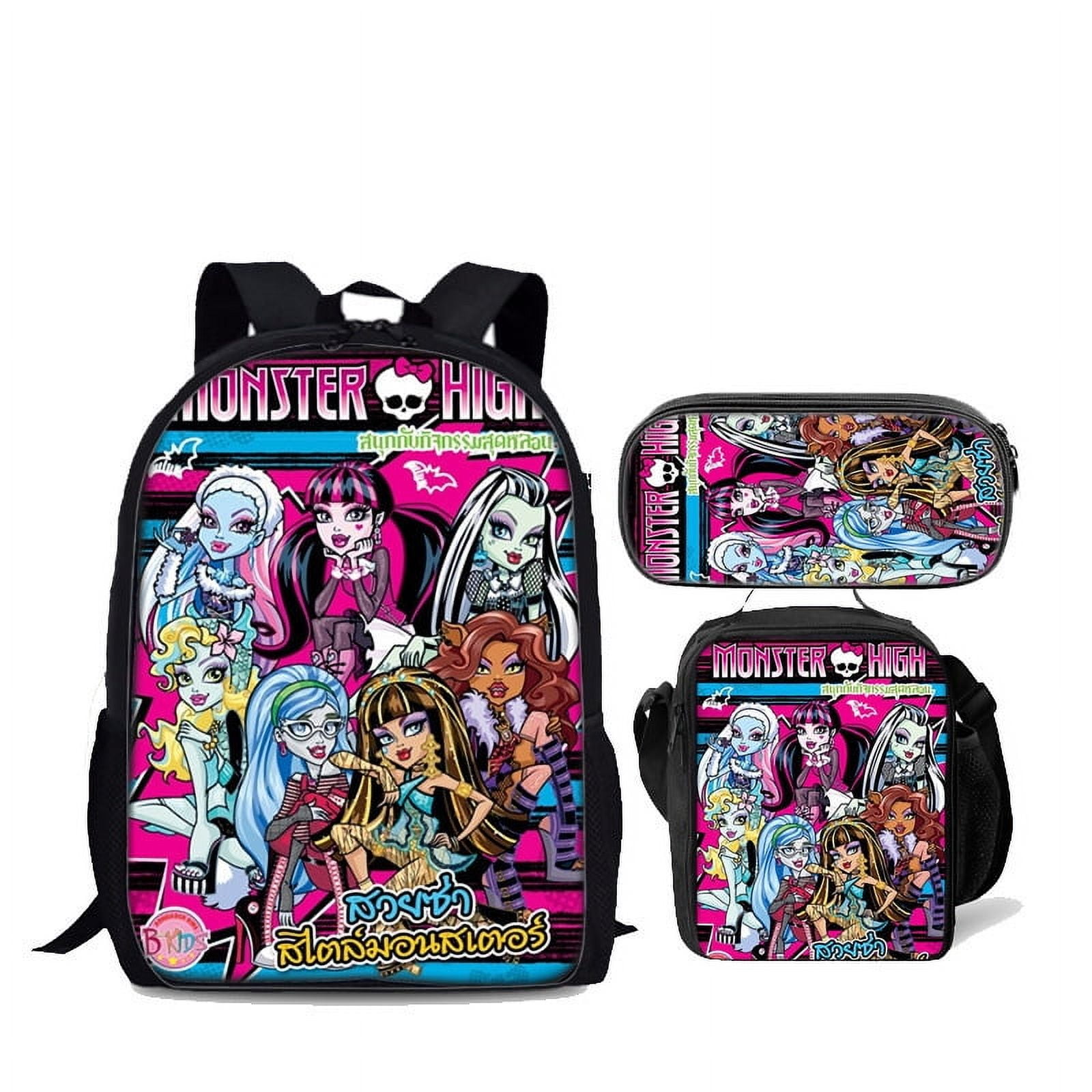 Monster High backpack 3 piece set anime cartoon laptop bags for unisex ...
