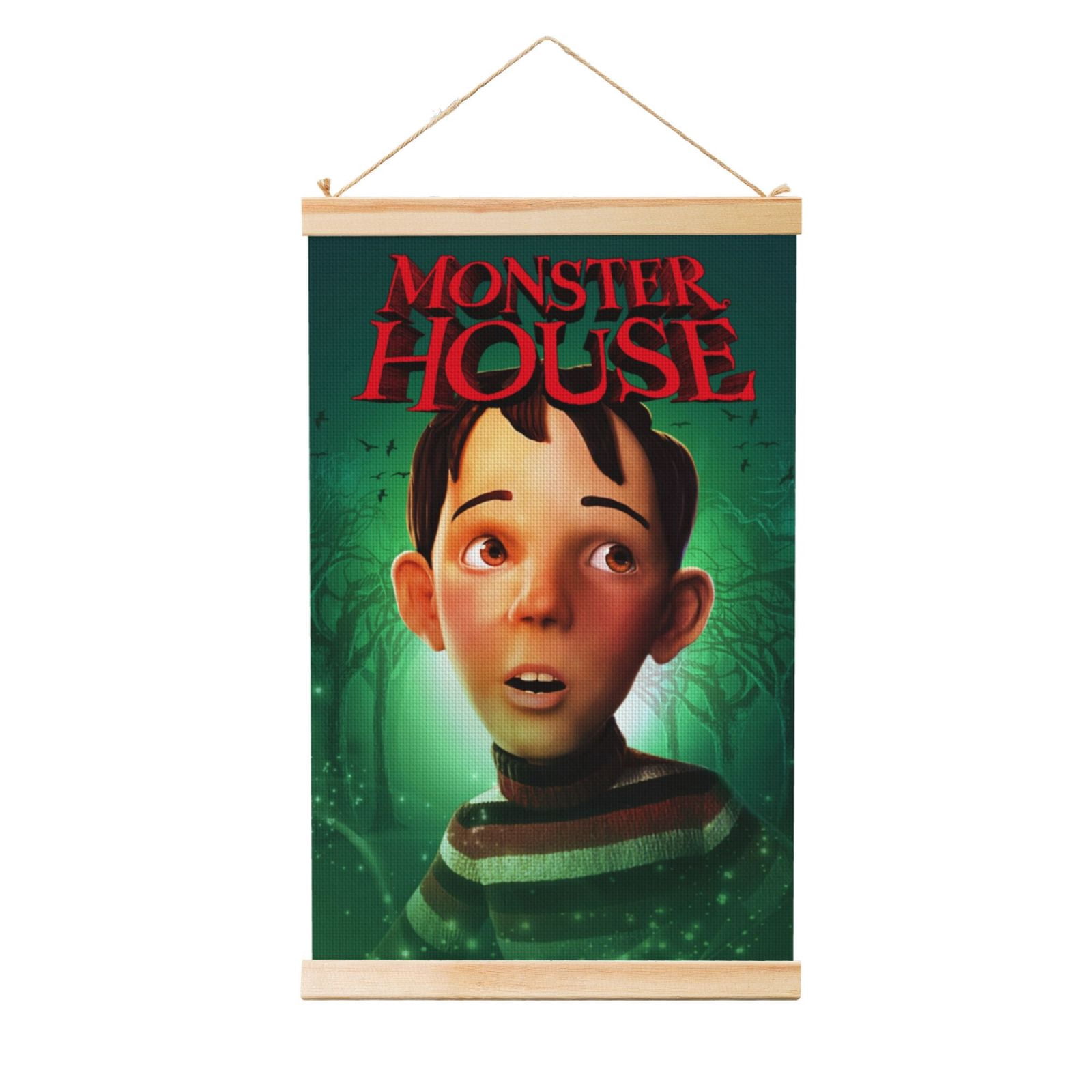 Monster House Posters Wall Hanging Wooden Shaft Poster Wall Art ...