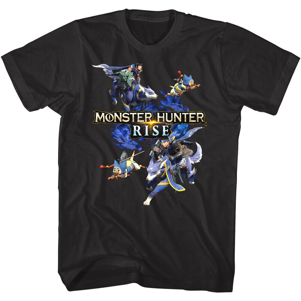 Monster Hunter Rise Characters Men's T Shirt Palicos Palamutes Capcom ...