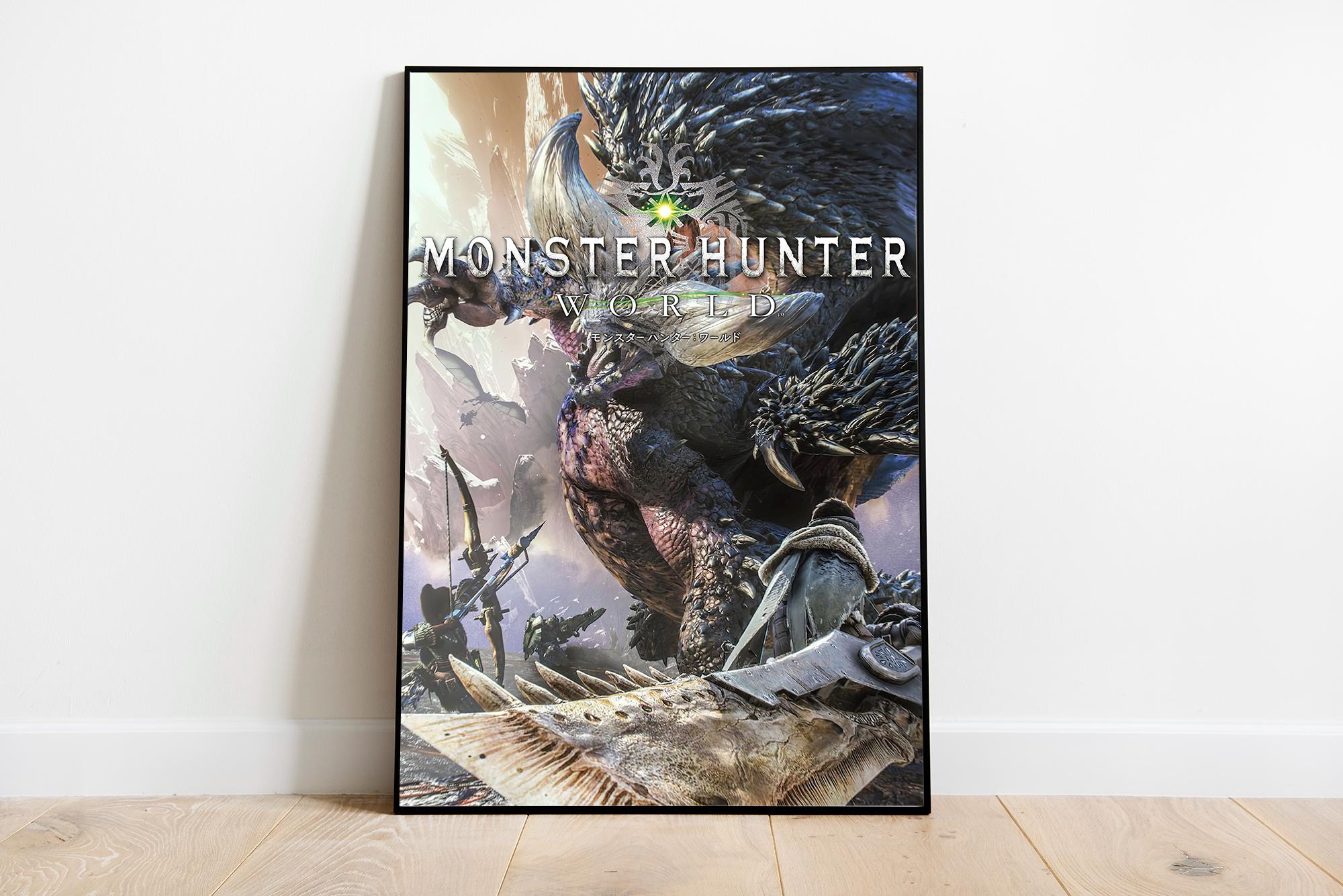 Monster Hunter World Cover Poster Print, RPG Gaming Geeky Wall Art ...