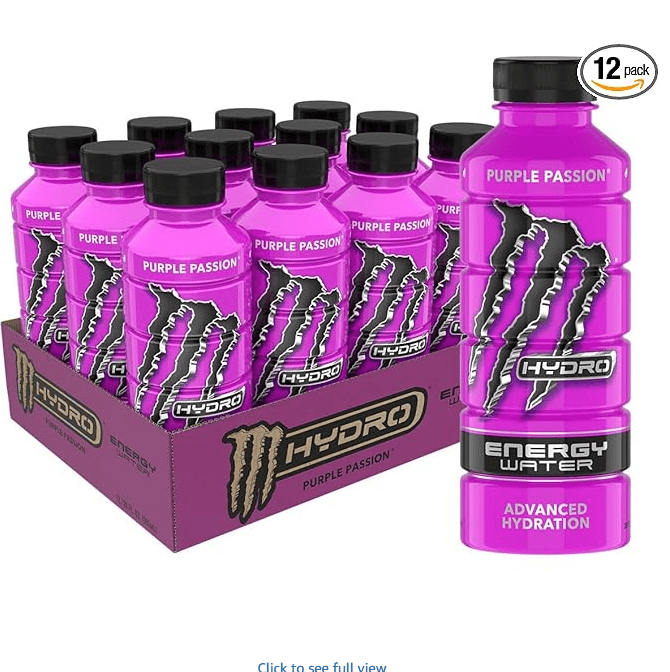 Monster Hydro Energy Water, Purple Passion, Advanced Hydration, 12 Pack ...