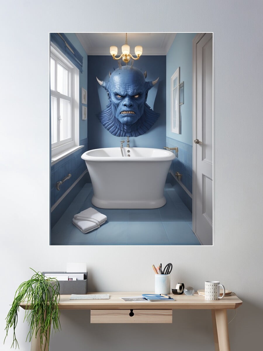 Monster In The Bathroom Poster Wall Art, Modern Wall Decor For Living ...