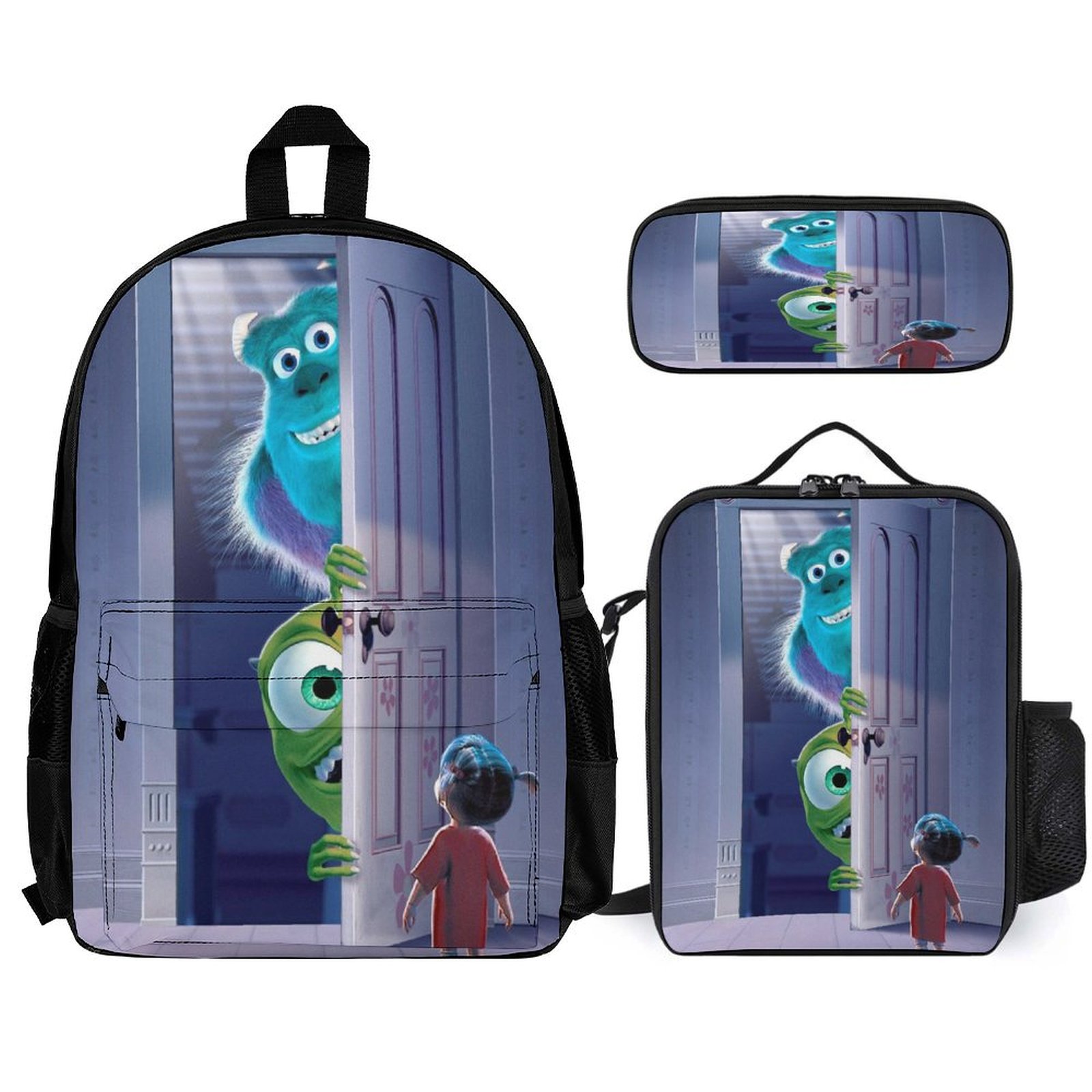 Monster Inc Backpack Set Cartoon Bookbag Backpack with Lunch Box Pencil ...