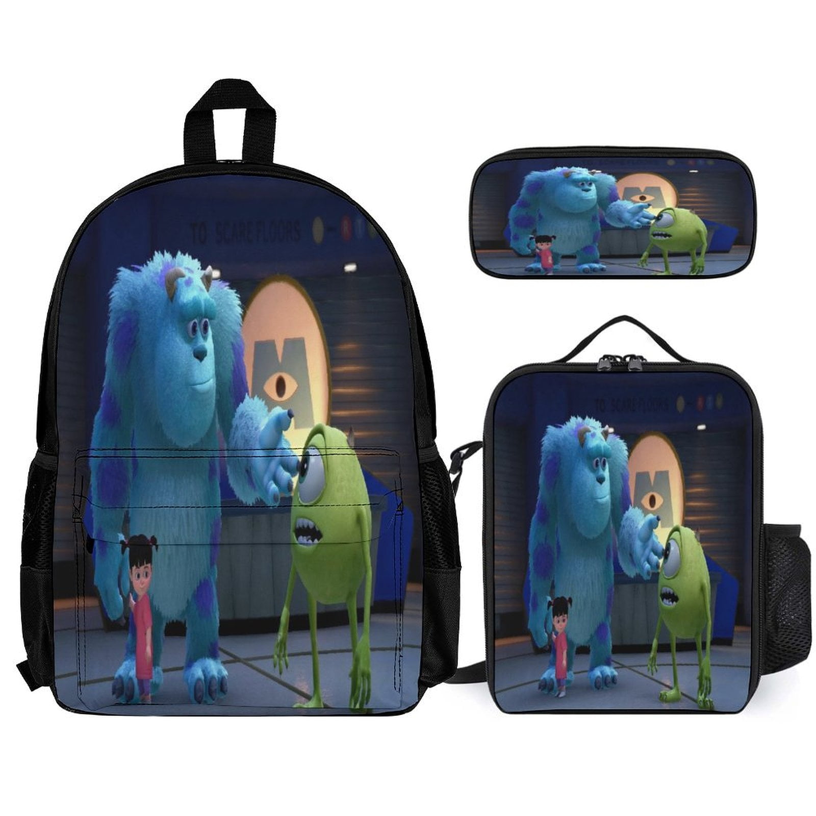 Monster Inc Backpack Set Cartoon Bookbag Backpack with Lunch Box Pencil ...