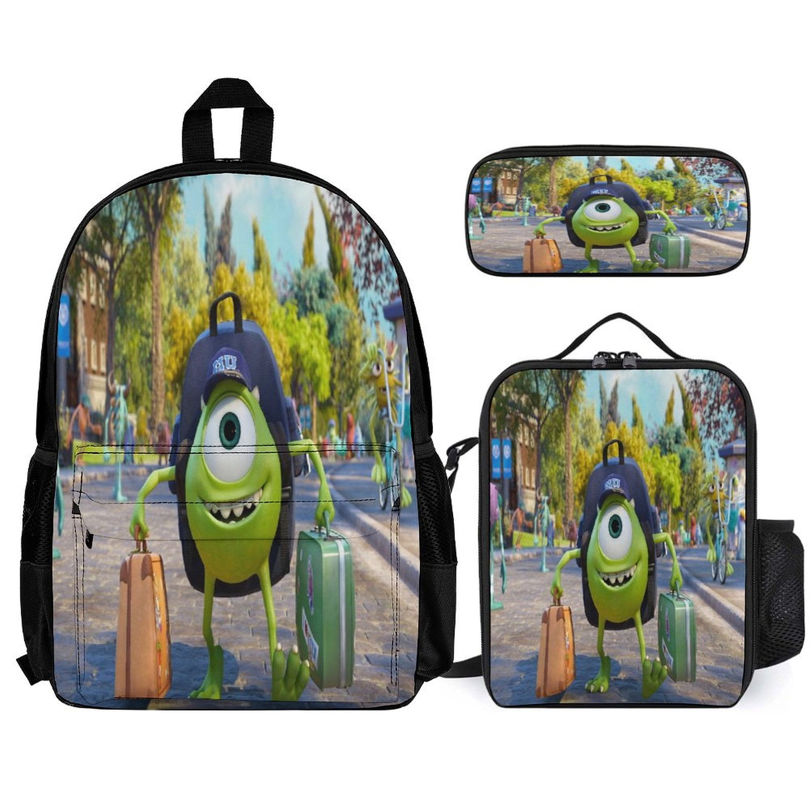 Monster Inc Backpack Set Cartoon Bookbag Backpack with Lunch Box Pencil ...