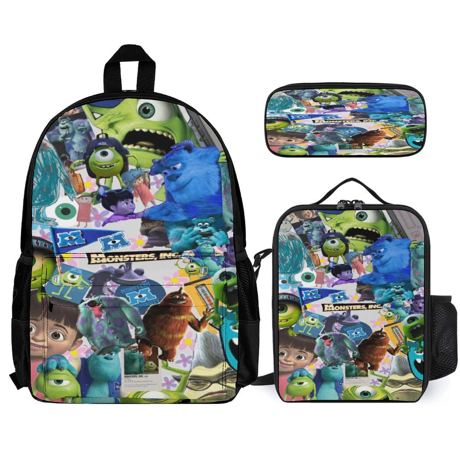 Monster Inc Backpack Set Cartoon Bookbag Backpack with Lunch Box Pencil ...