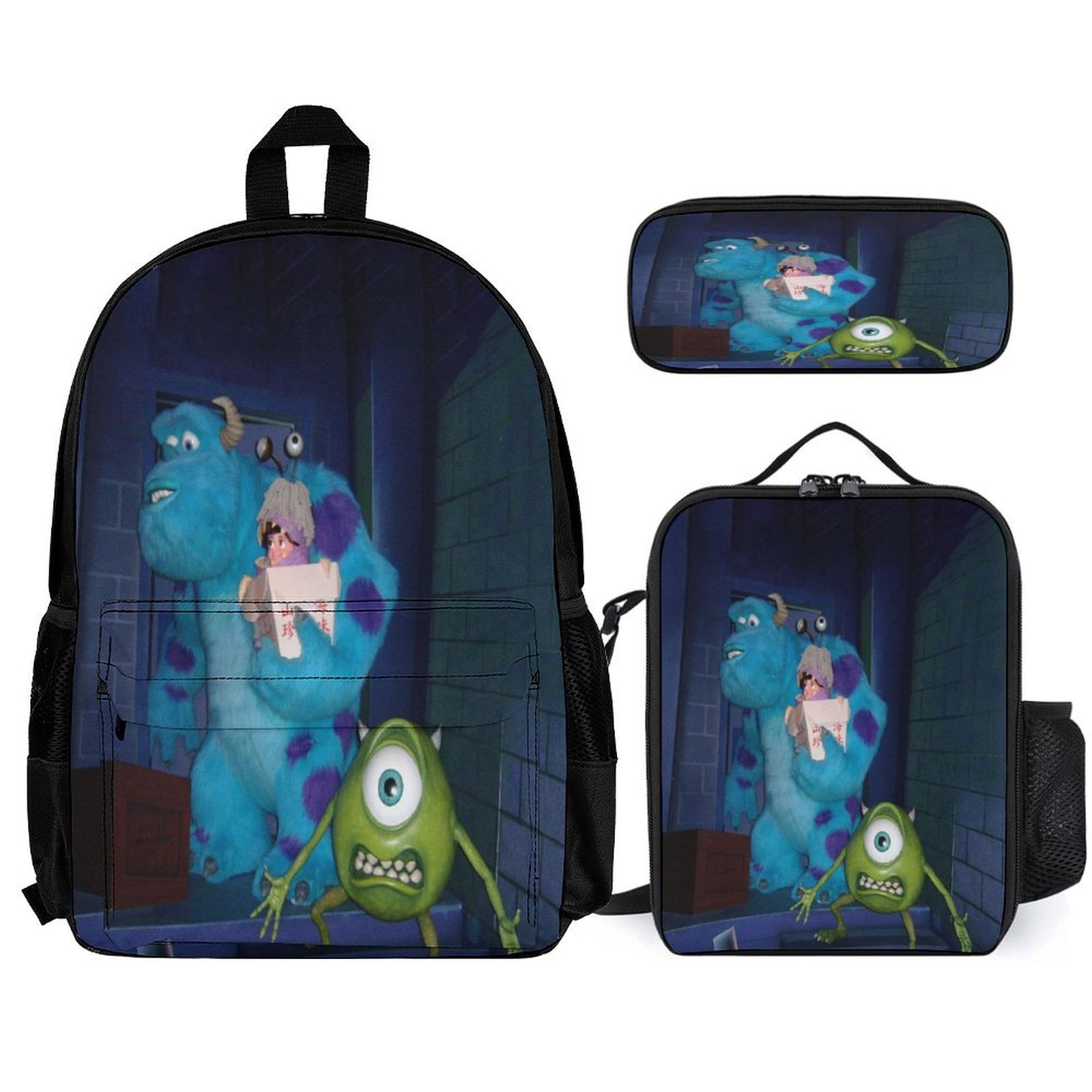 Monster Inc Backpack Set Cartoon Bookbag Backpack with Lunch Box Pencil ...