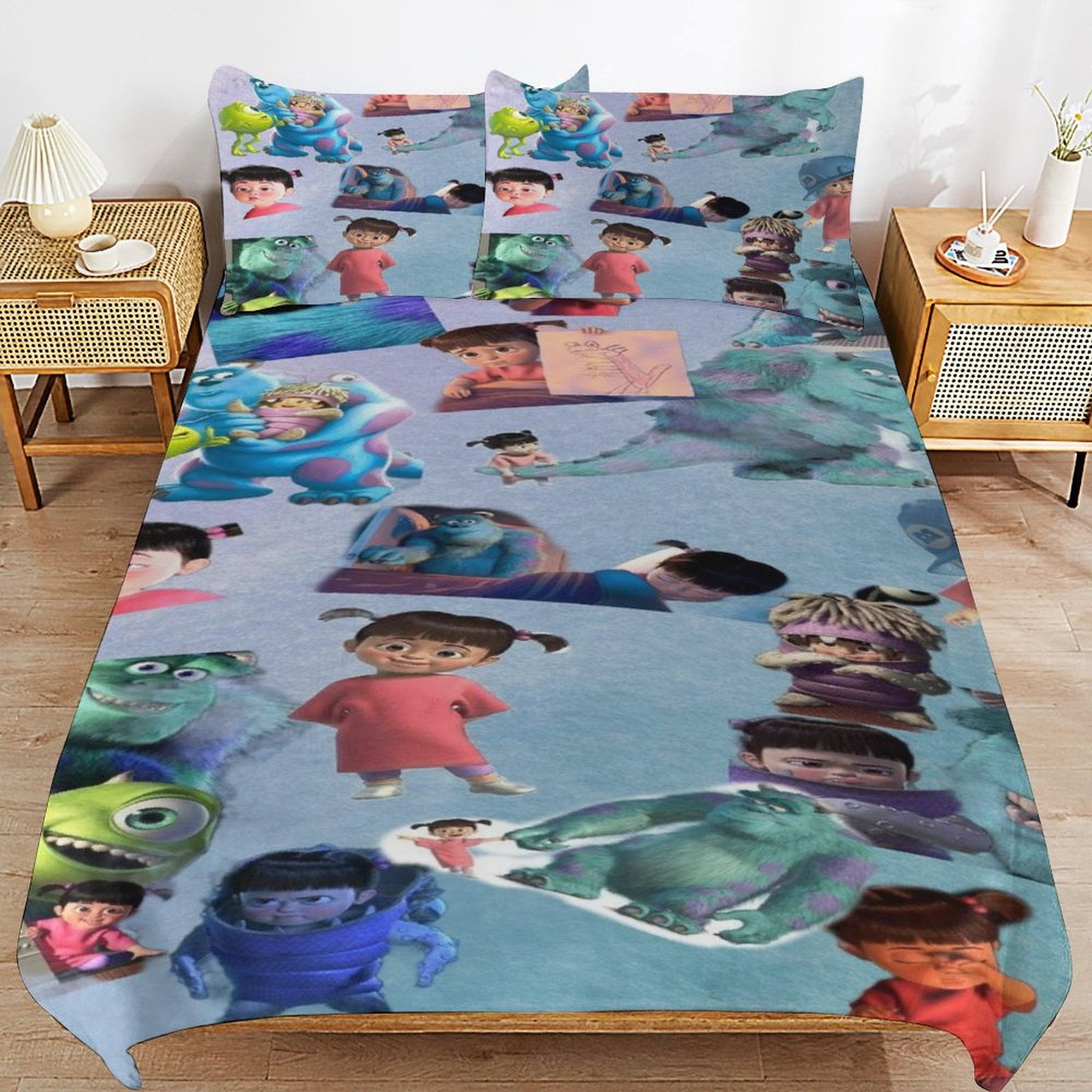 Monster Inc Bed Duvet Cover Cartoon Bedding Sets 3D Lightweight 3 Piece ...