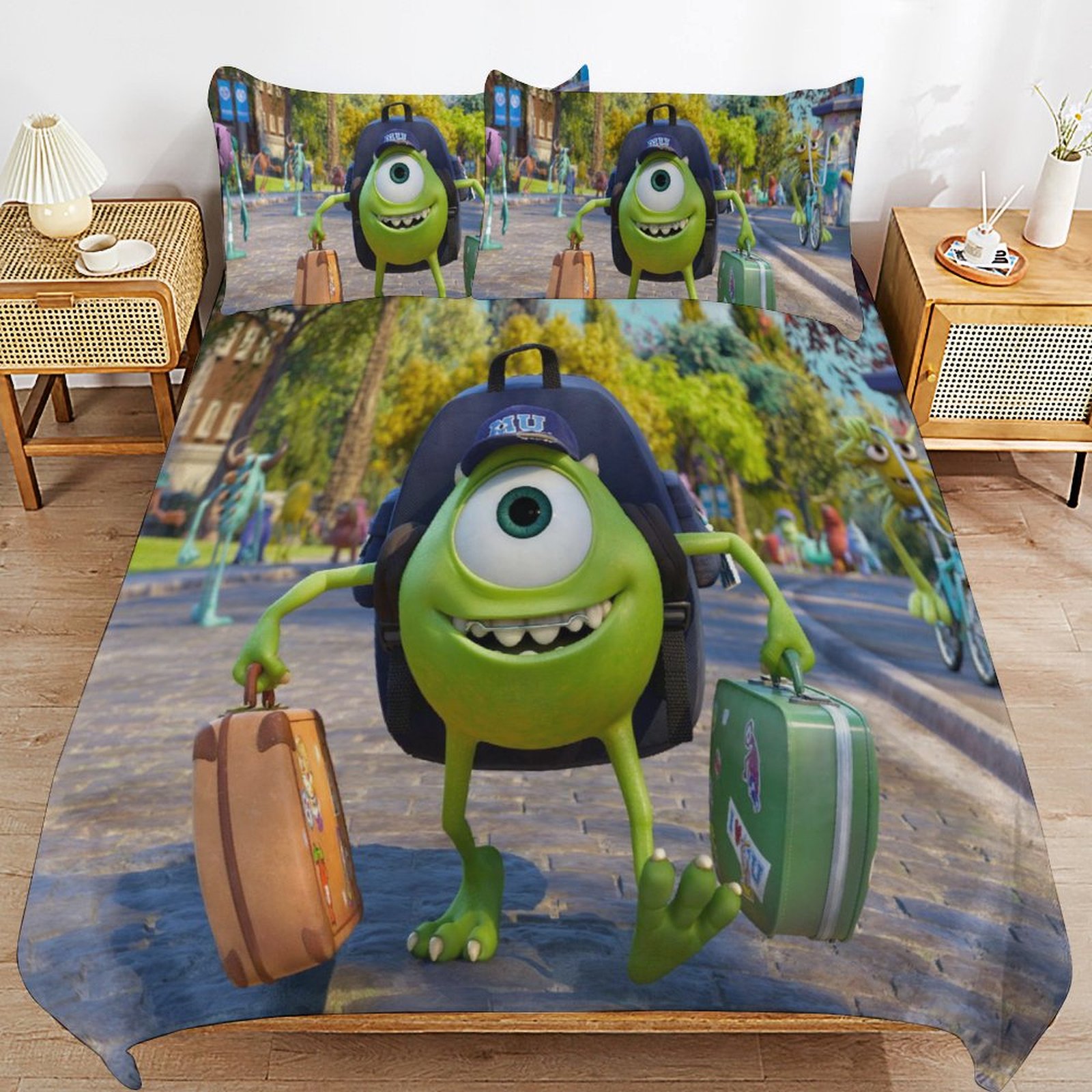 Monster Inc Bed Duvet Cover Cartoon Bedding Sets 3D Lightweight 3 Piece ...