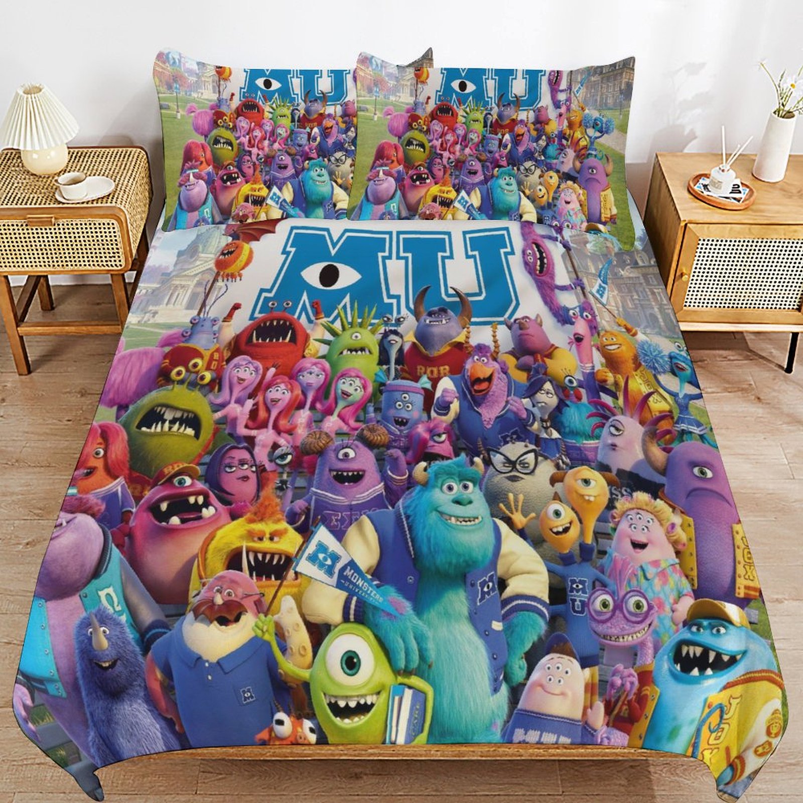 Monster Inc Bed Duvet Cover Cartoon Bedding Sets 3D Lightweight 3 Piece ...