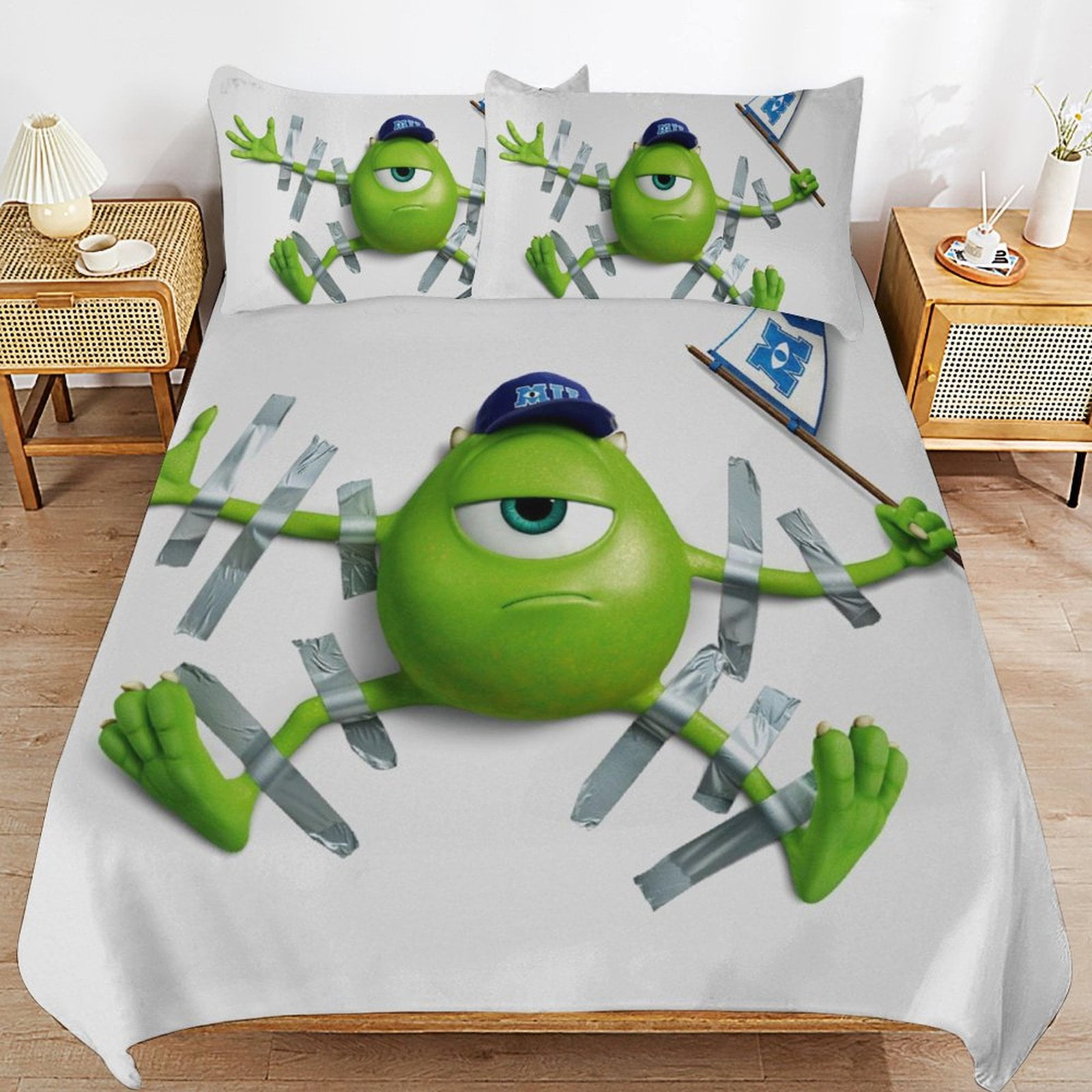 Monster Inc Bed Duvet Cover Cartoon Bedding Sets 3D Lightweight 3 Piece ...