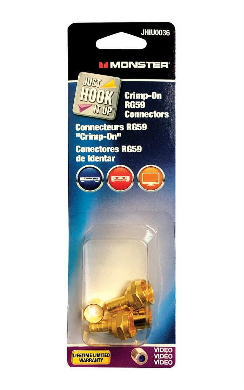 Monster JHIU0036 Just Hook It Up Coax Connectors - Walmart.com
