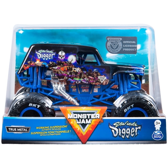 Monster Jam 1:24 Scale Die-Cast Monster Truck Toy Replica with Details ...