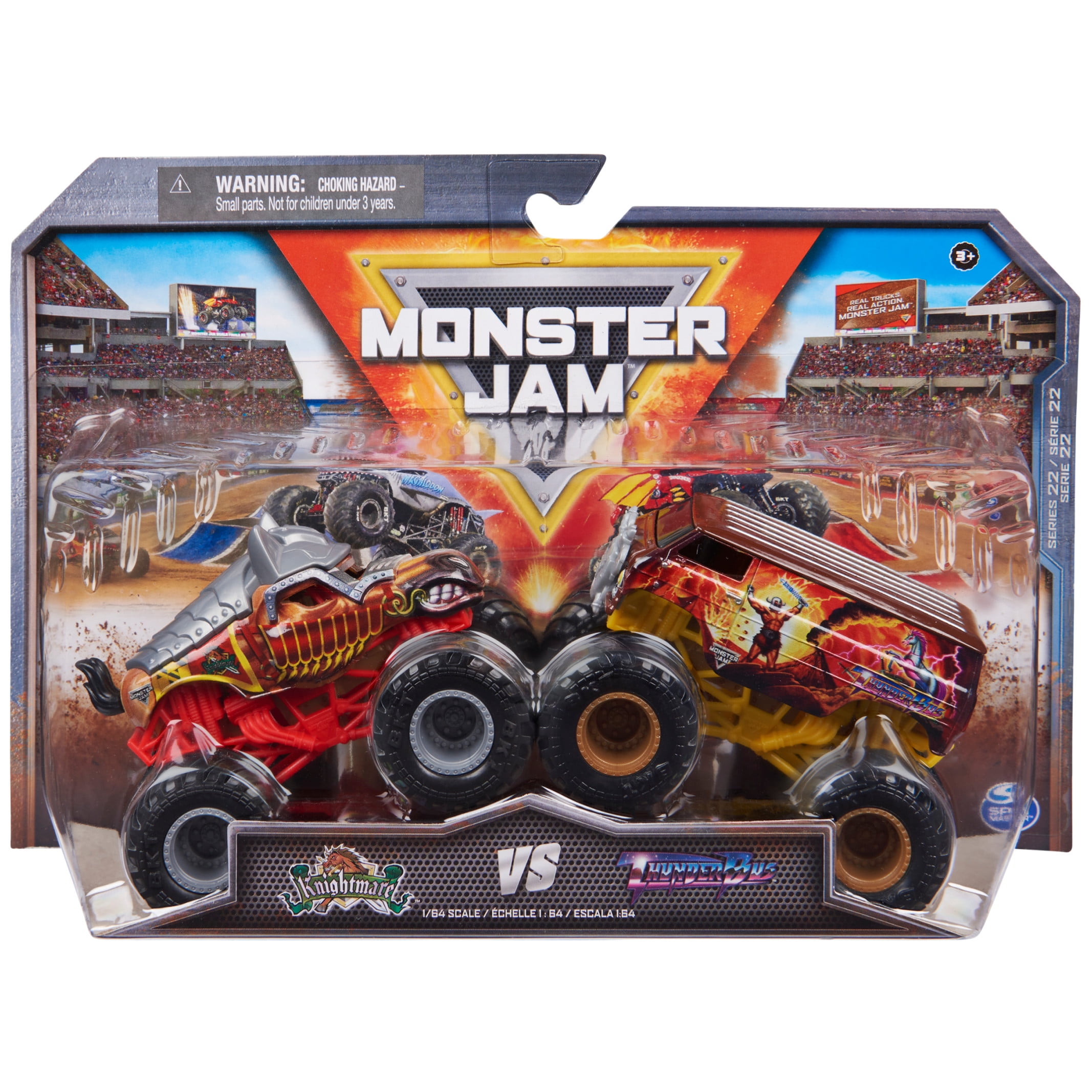 Monster Jam Knightmare Vs. Thunder Bus Monster Trucks 1:64 Scale - 2 ...