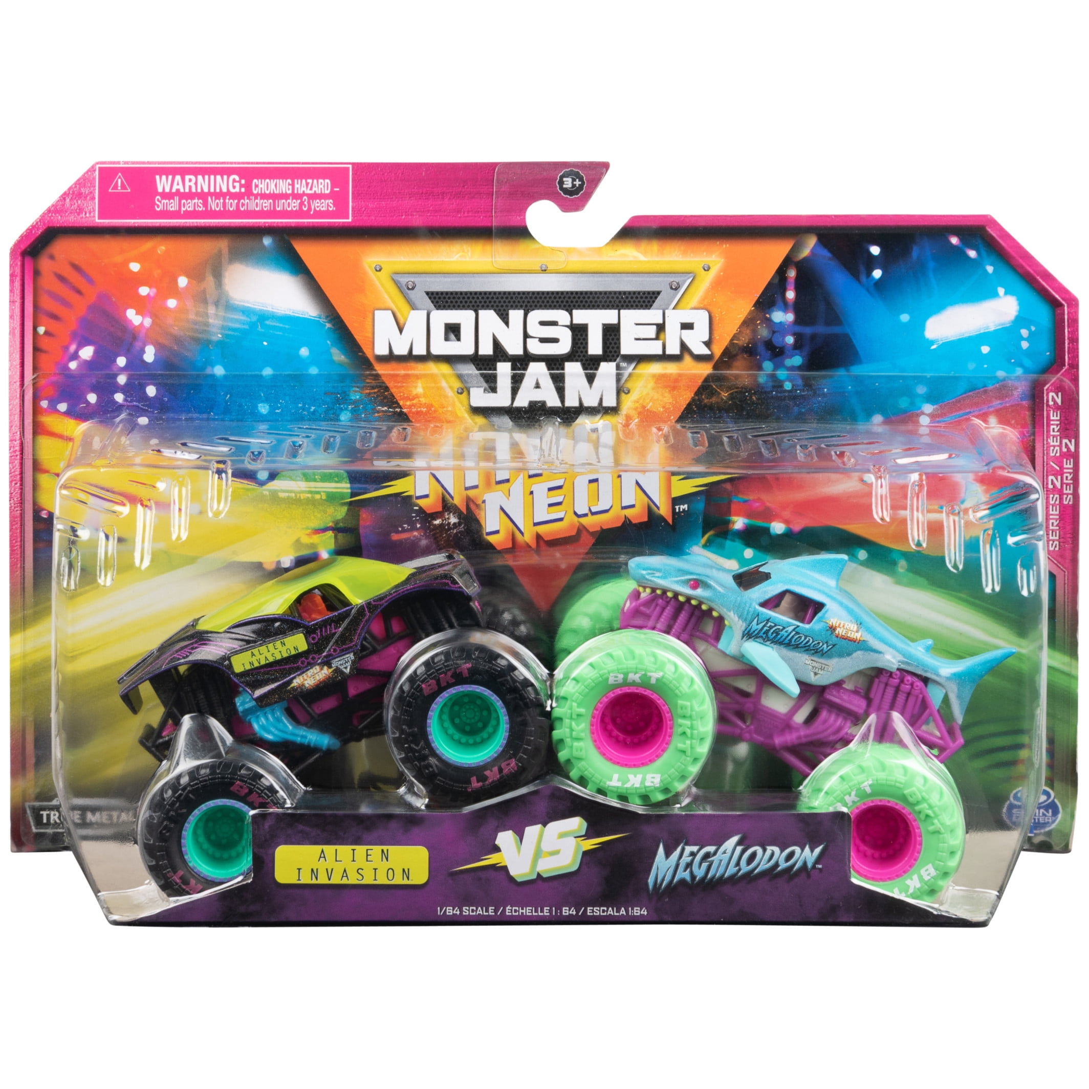 Monster Jam Exclusive Neon Nitro 2-Pack 1:64 Scale Monster Trucks ...