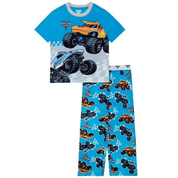 Monster Jam 2-Piece Short Sleeve and Pant Pajama Set, Sizes 4-12 ...