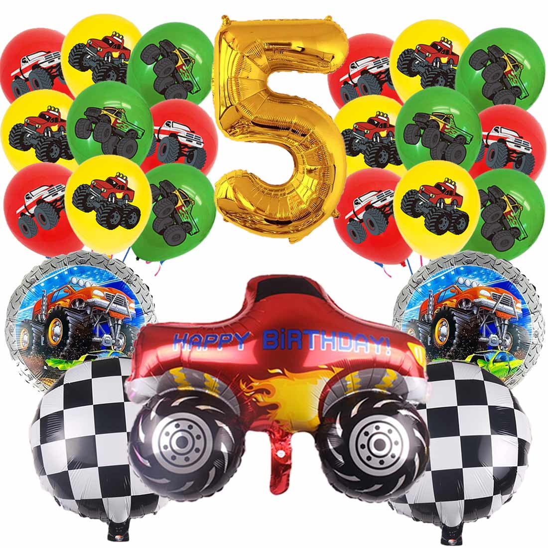 Monster Jam Balloons Party Supplies 5th Big Number Decorations Decor ...