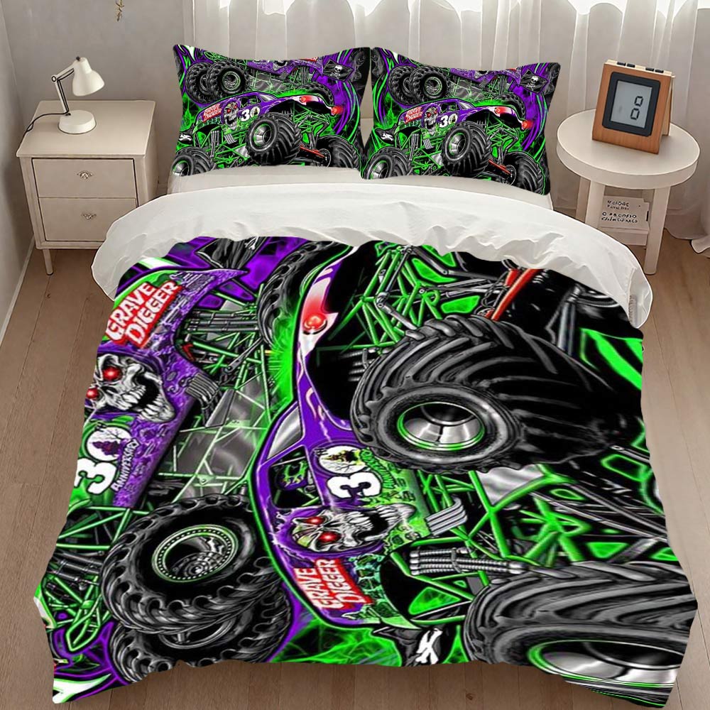 Monster Jam Bedding Set Kids Sheet Toddler Pillow Christmas Comforter ...