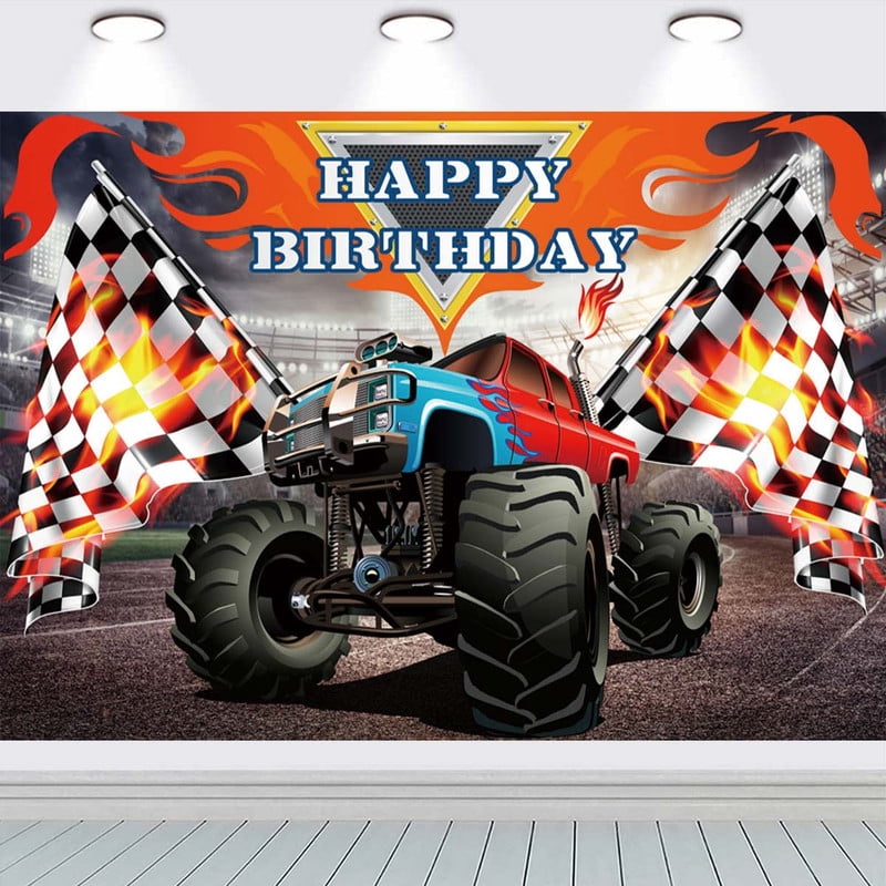 Monster Jam Birthday Banner Backdrop Background Taspestry Post Wall ...