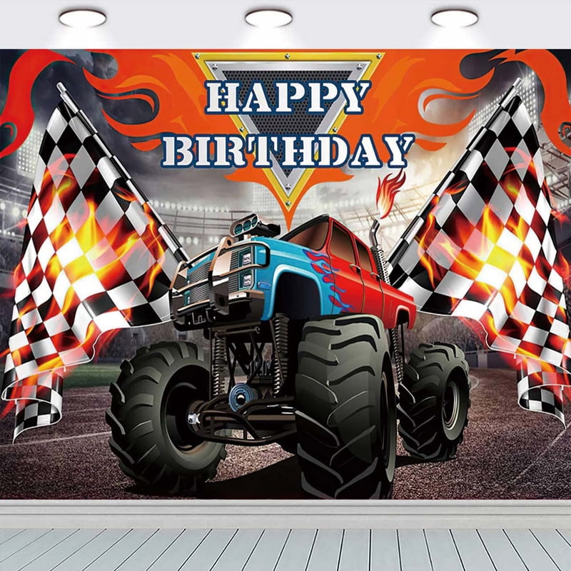 Monster Jam Birthday Banner Backdrop Background Taspestry Post Wall ...