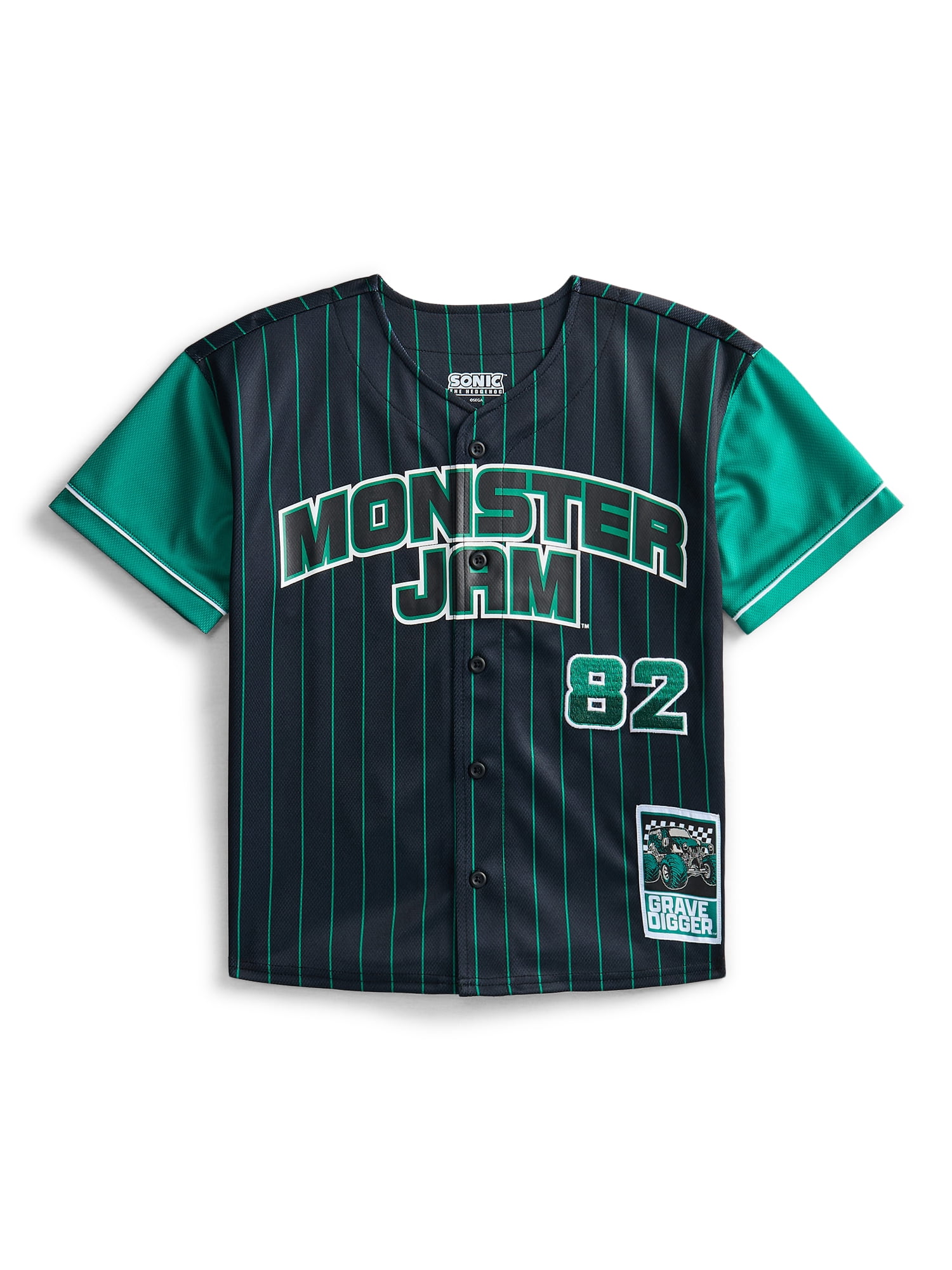 Monster Jam Boys Graphic Baseball Button Down Jersey with Short Sleeves ...