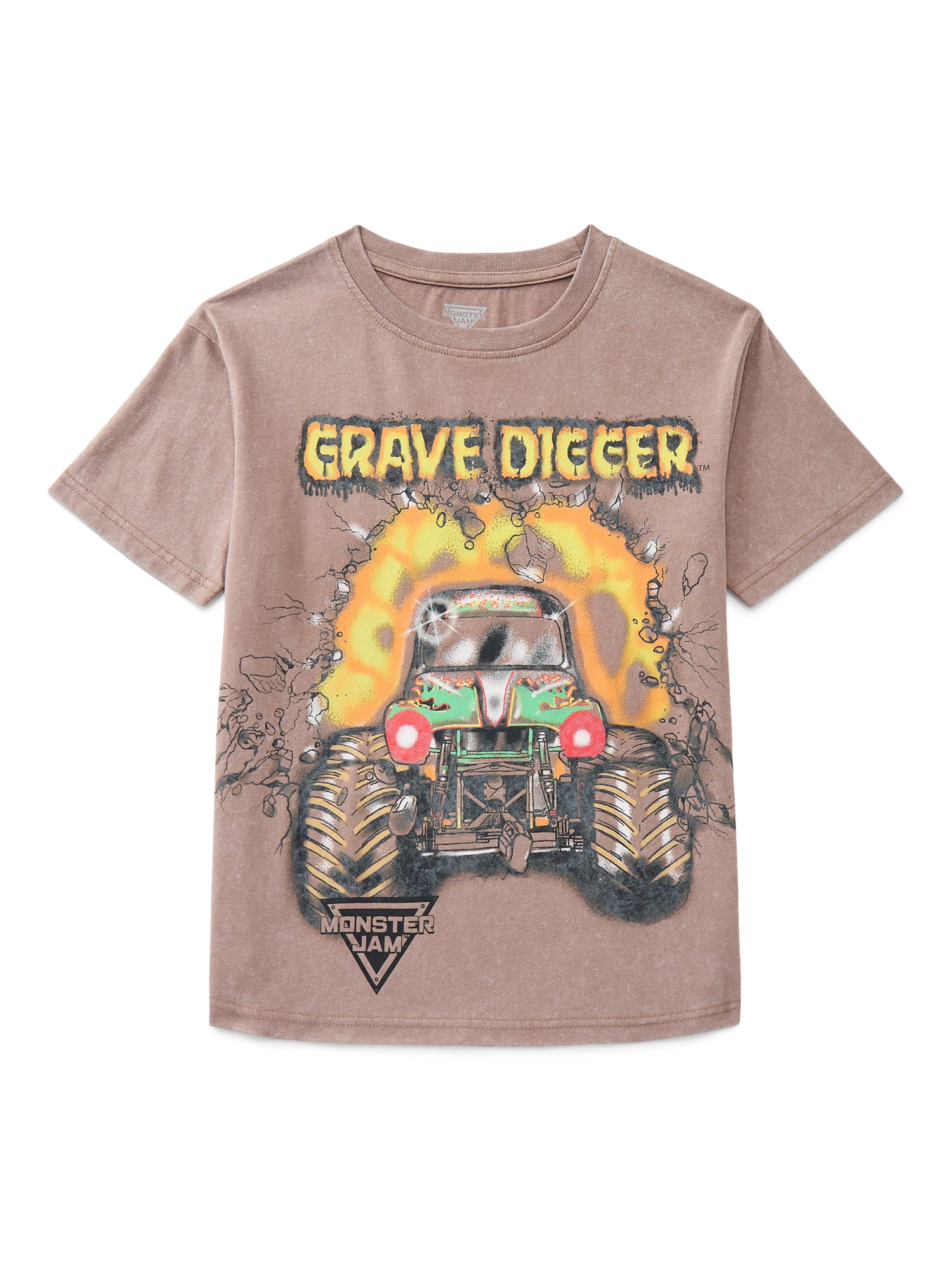 Monster Jam Boys Mineral Washed Graphic Tee with Short Sleeves, Sizes 4 ...