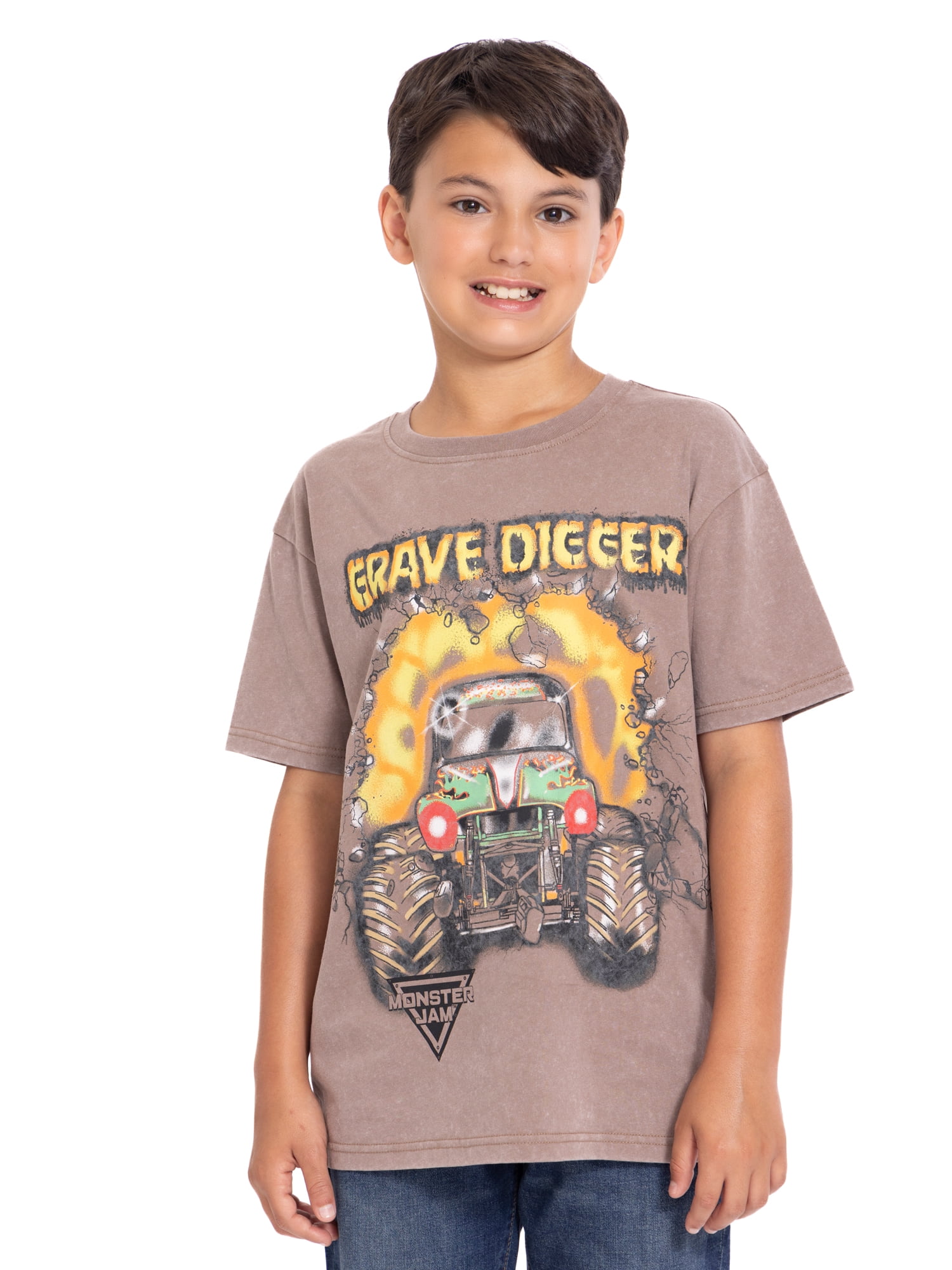 Monster Jam Boys Mineral Washed Graphic Tee with Short Sleeves, Sizes 4-18 - Walmart.com