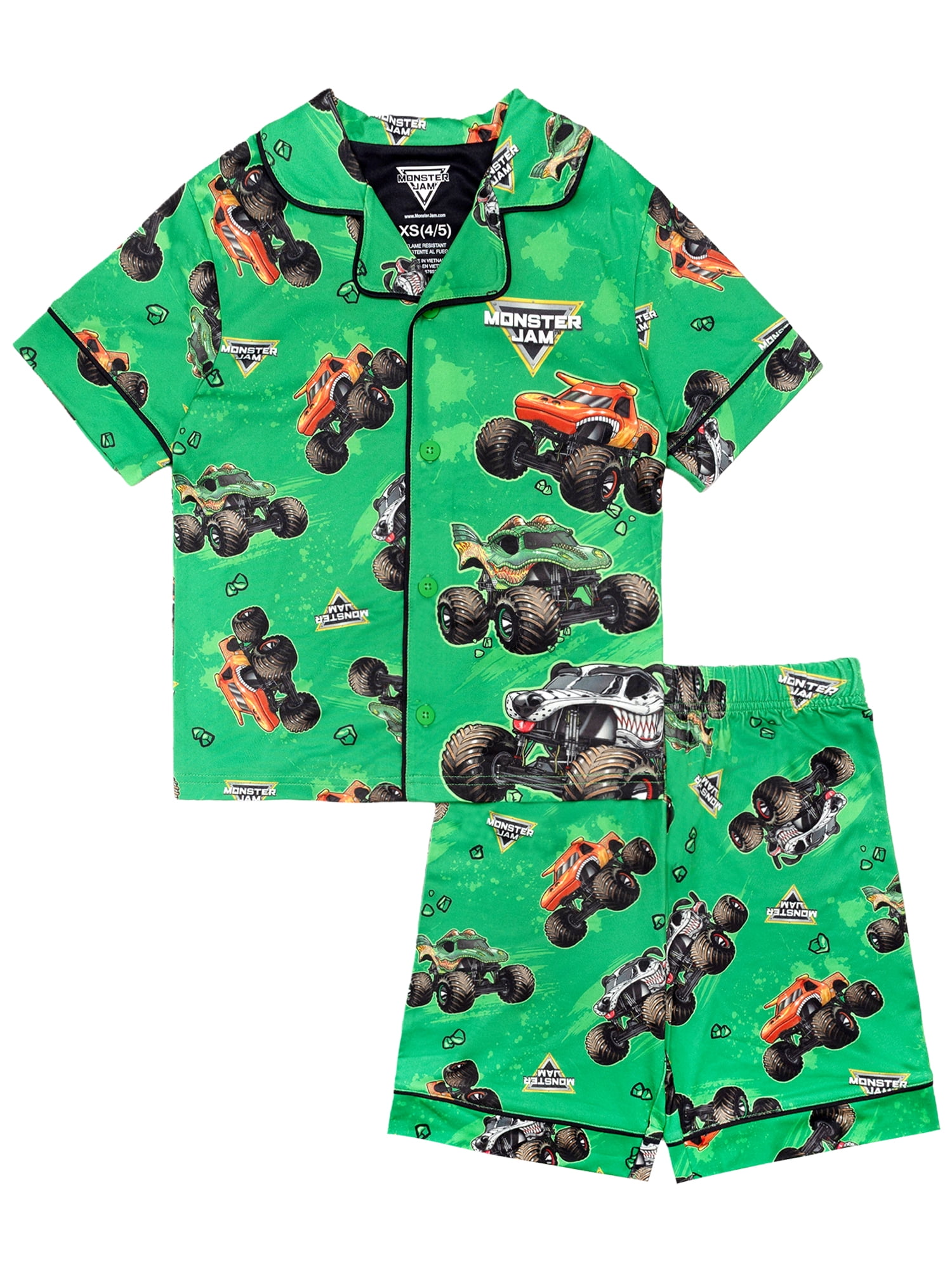 Monster Jam Boys 2-Piece Coat and Short Pajama Set, Sizes 4-12 ...