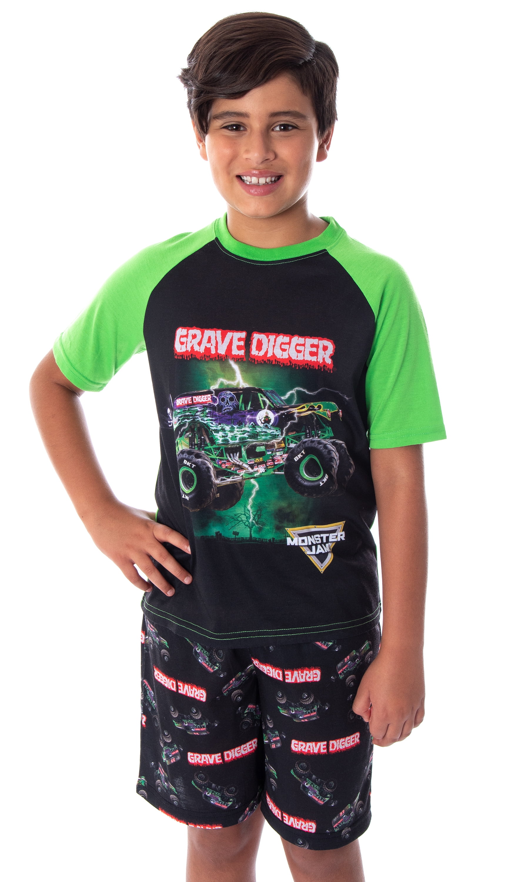 Monster Jam Boys' Grave Digger Monster Truck Shirt And Shorts Pajama ...