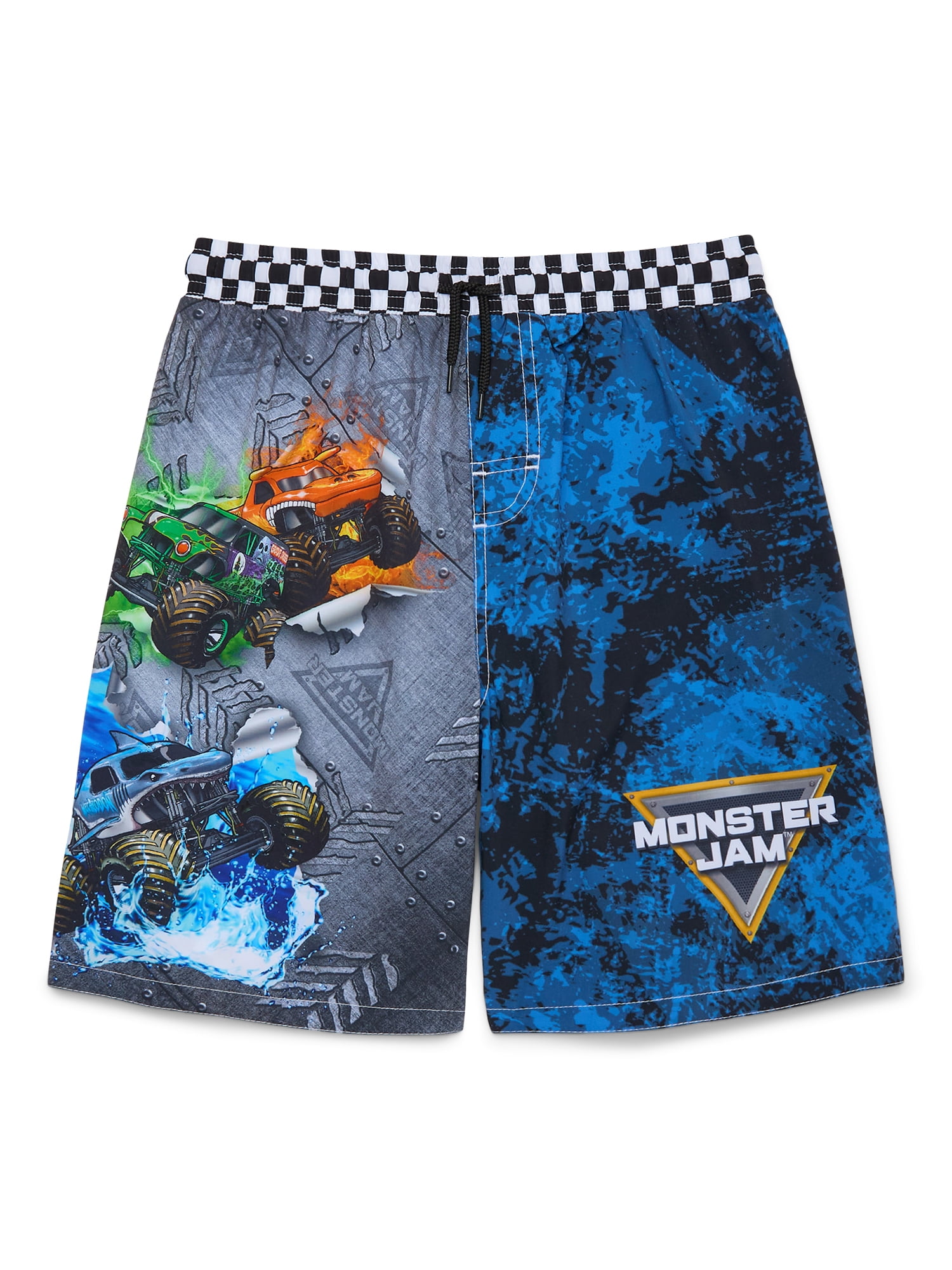 Monster Jam Boys’ Print and Graphic Swim Trunks with UPF 50+, Sizes 4 ...