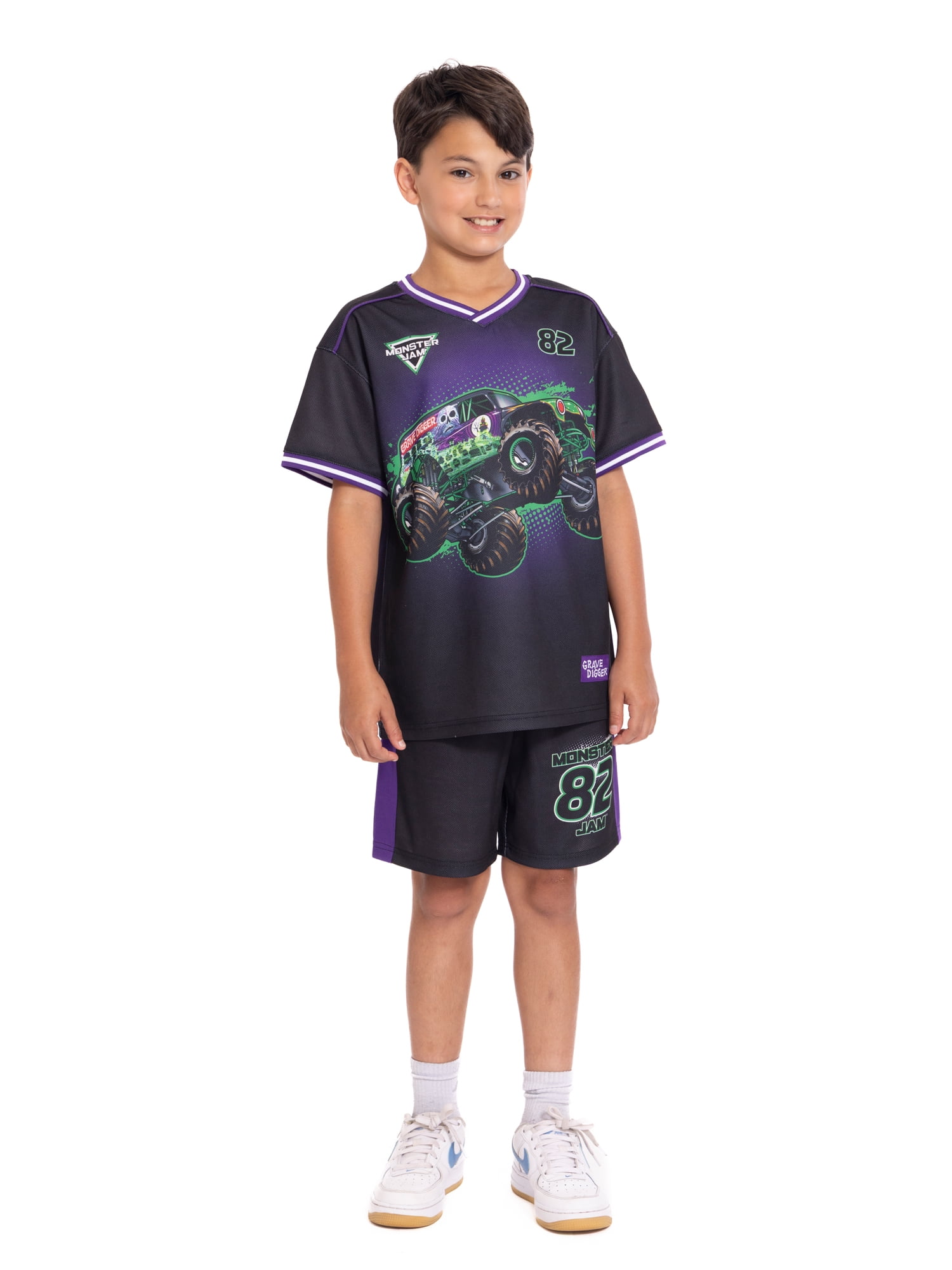 Monster Jam Boys Short Sleeve Soccer Jersey with Matching Short, 2 ...