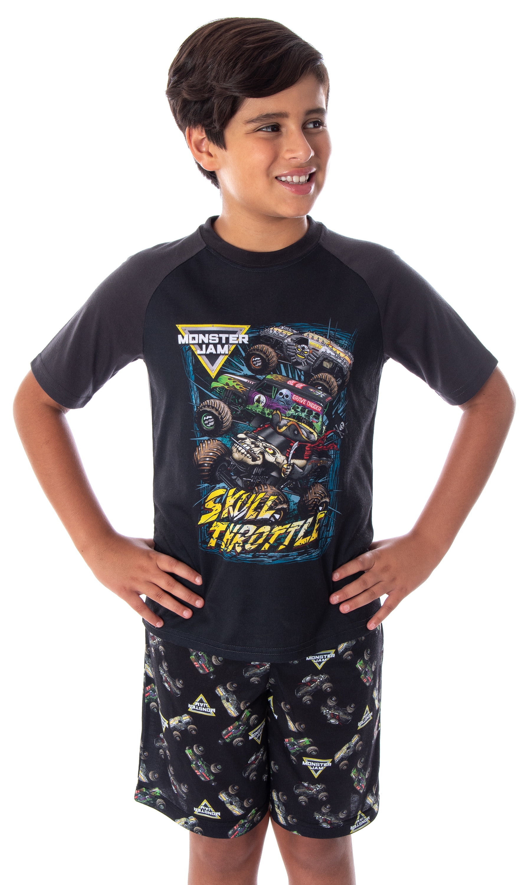 PJammy Monster Jam Boys' Skull Throttle Monster Truck Pajama Set, Shirt ...